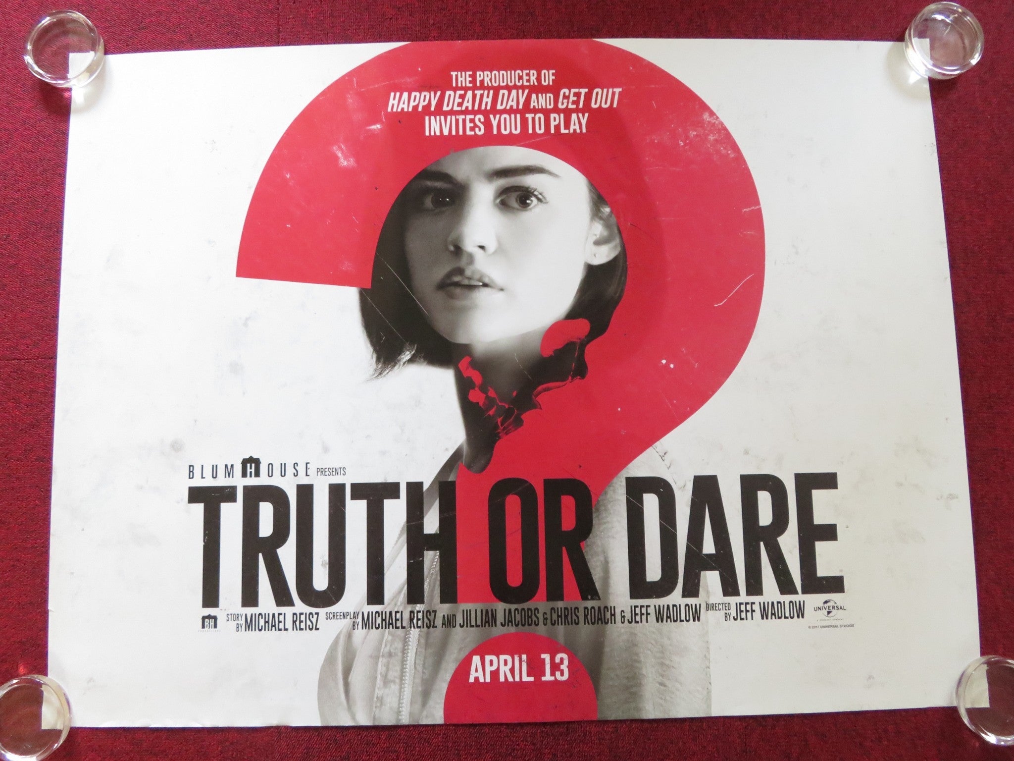 TRUTH OR DARE UK QUAD ROLLED POSTER LUCY HALE TYLER POSEY 2018 ...
