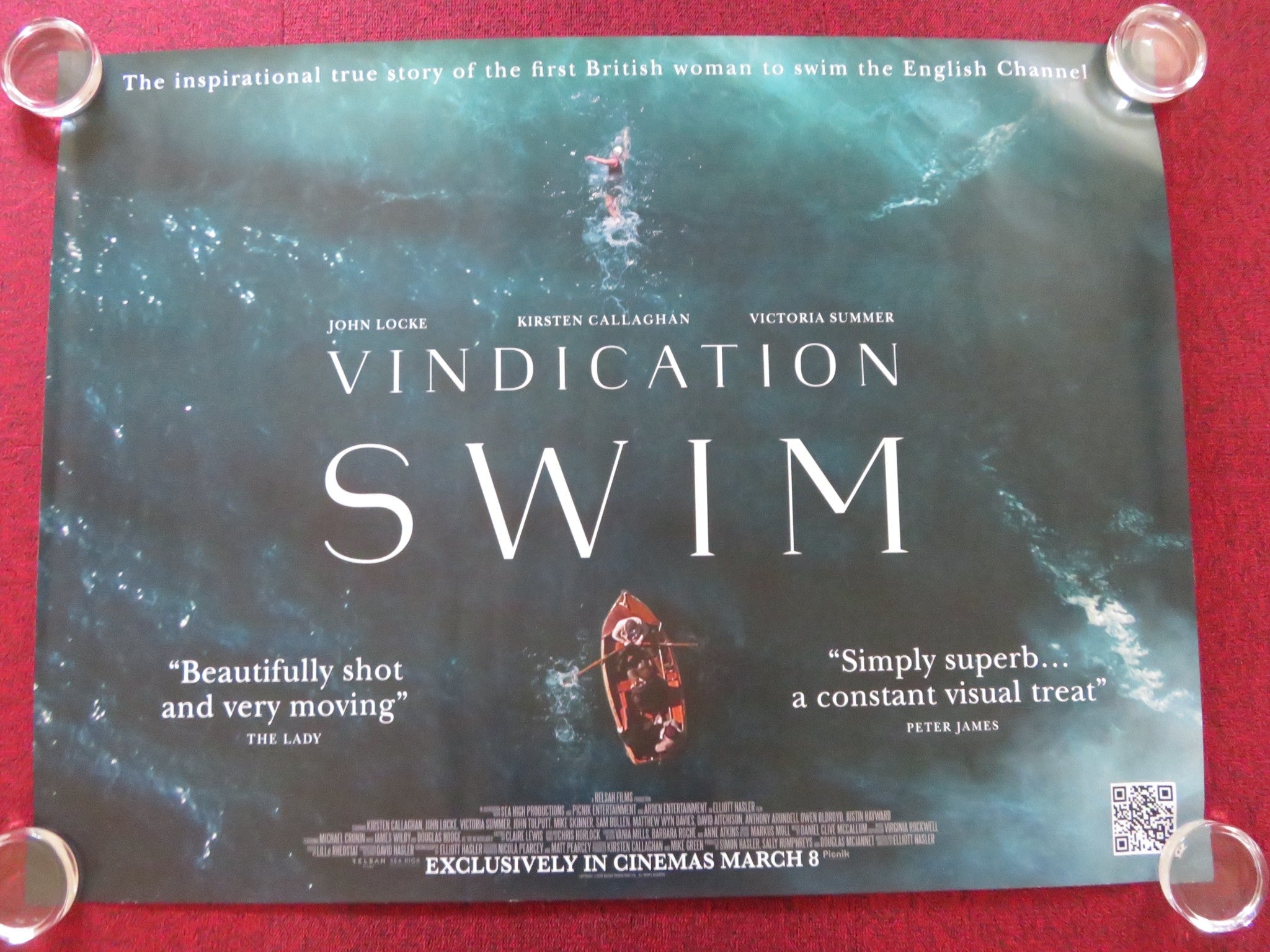 VINDICATION SWIM UK QUAD ROLLED POSTER JOHN LOCKE KIRSTEN CALLAGHAN 20 ...