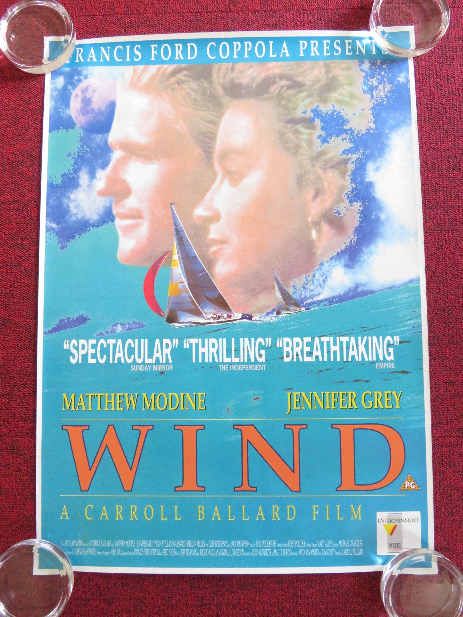 WIND VHS VIDEO POSTER ROLLED JENNIFER GREY MATTHEW MODINE 1992 ...
