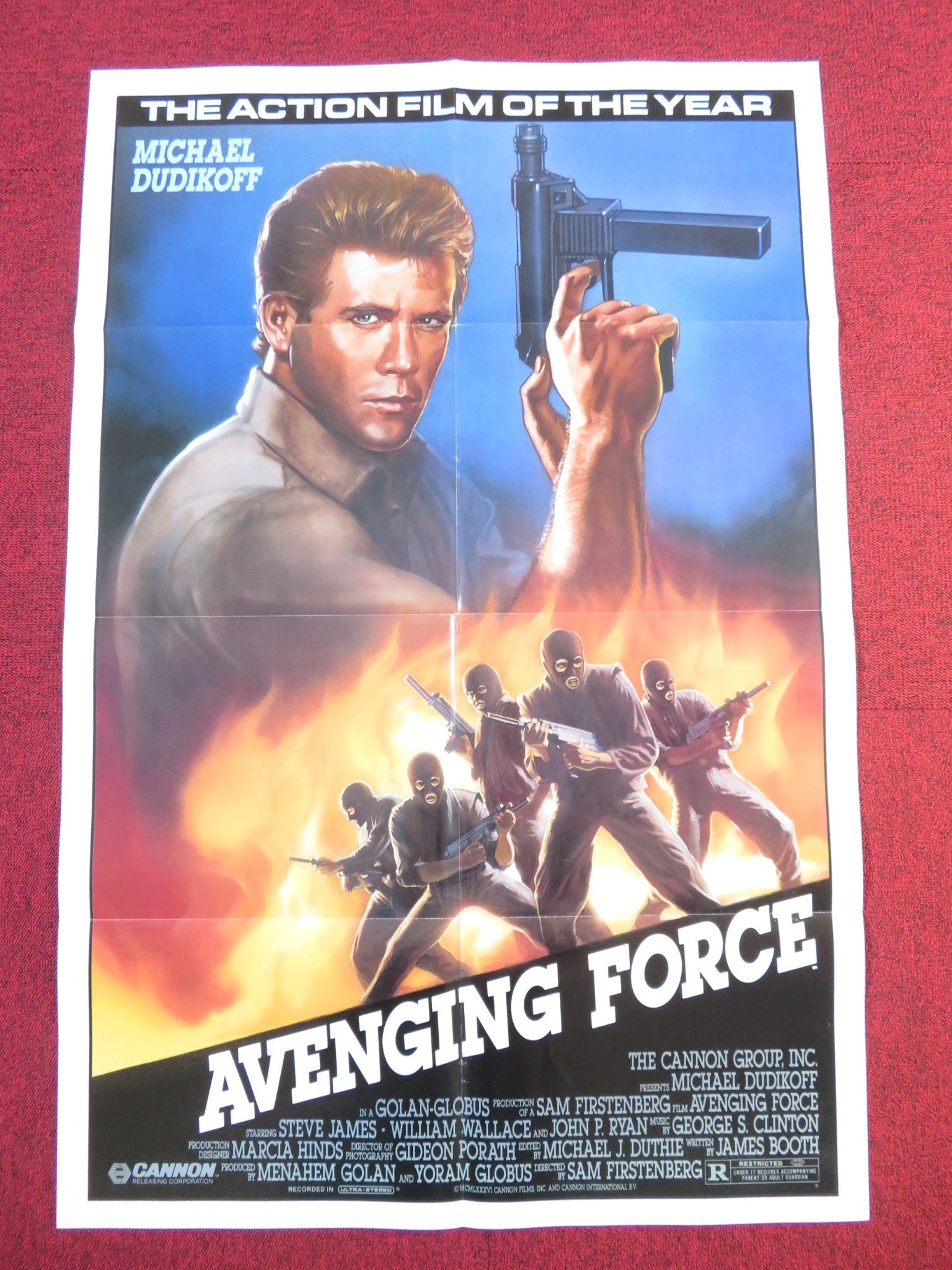 AVENGING FORCE FOLDED US ONE SHEET POSTER CANNON MICHAEL DUDIKOFF 1986 ...