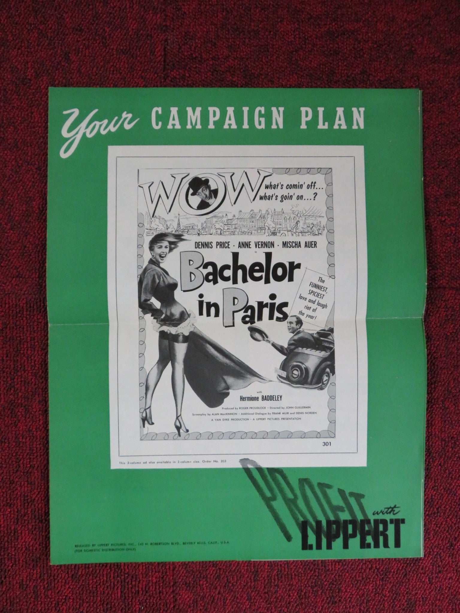 BATCHELOR IN PARIS UNCUT LIPPERT FOLDED PRESS BOOK DENNIS PRICE ANNE V ...