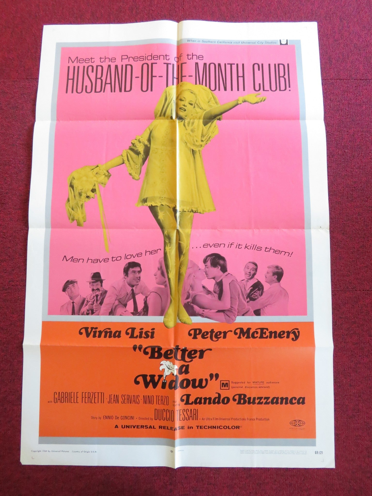 BETTER A WIDOW FOLDED US ONE SHEET POSTER VIRNA LISI PETER MCENERY 196 ...
