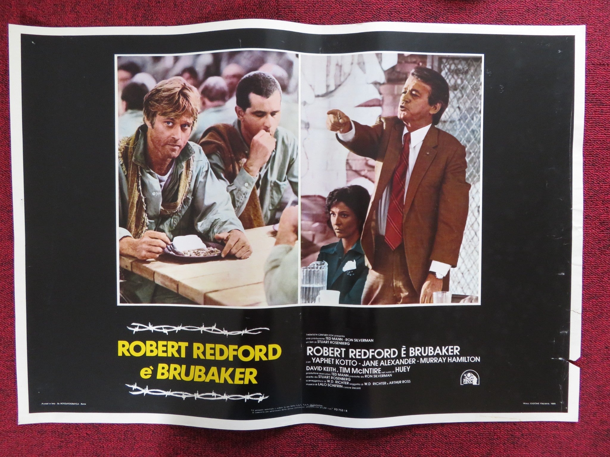 BRUBAKER - A ITALIAN FOTOBUSTA POSTER ROBERT REDFORD YAPHET KOTTO 1980 ...