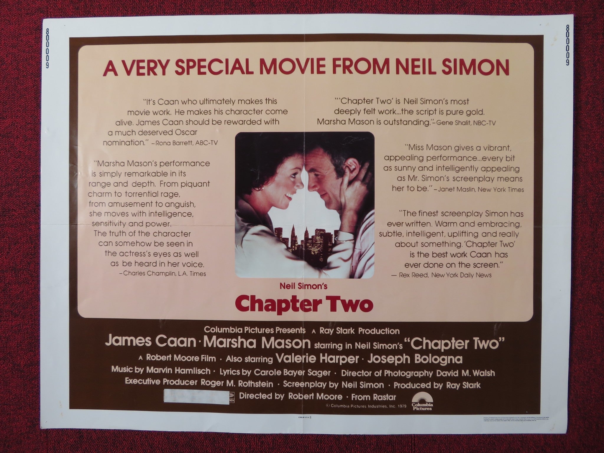 CHAPTER TWO US HALF SHEET (22"x 28") POSTER JAMES CAAN MARSHA MASON 19 ...