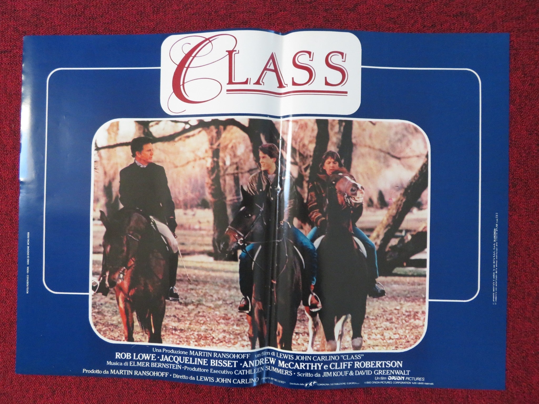 CLASS - F ITALIAN FOTOBUSTA POSTER ROB LOWE ANDREW MCCARTHY 1983 ...