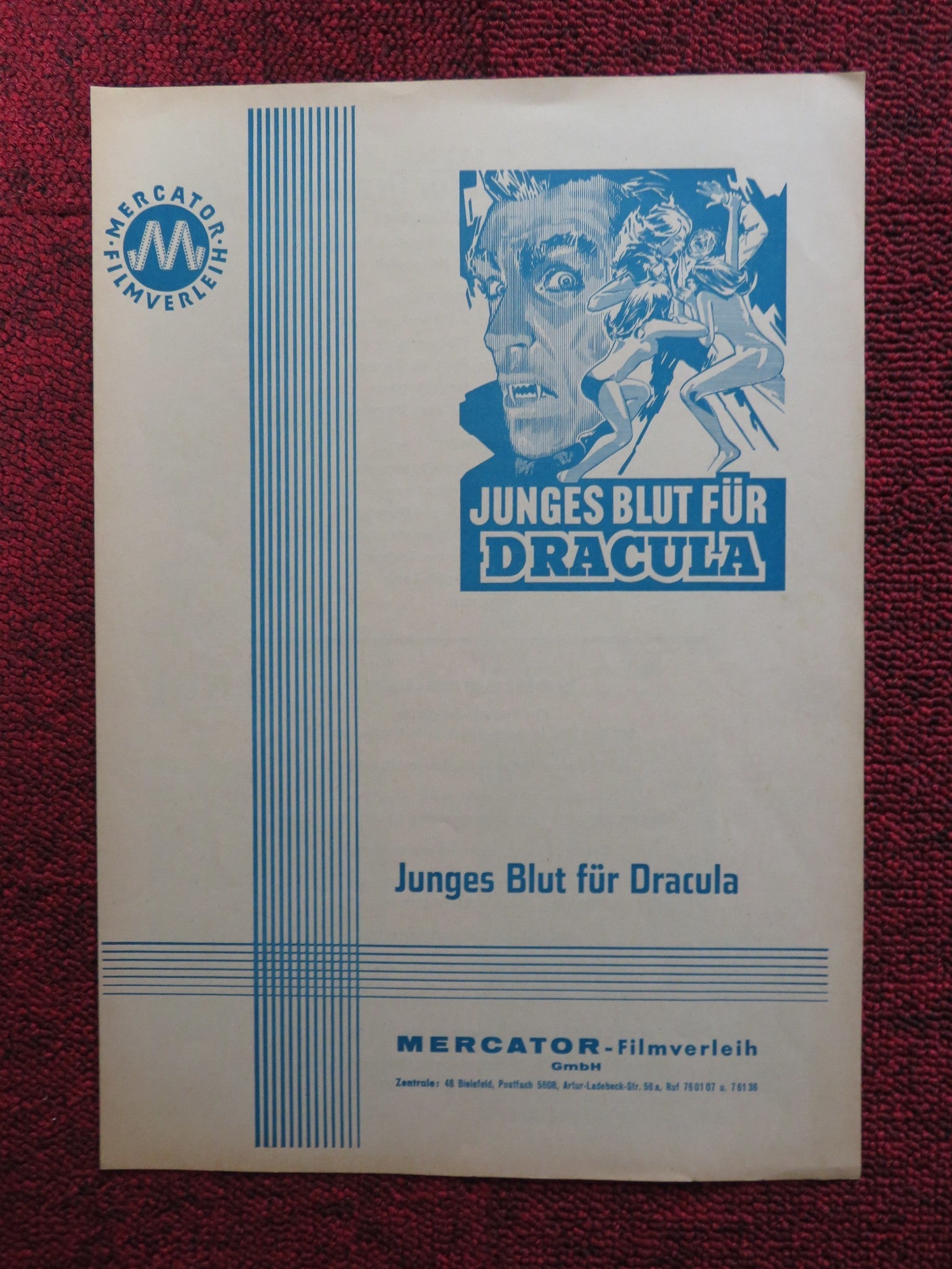 COUNT YORGA, VAMPIRE- GERMAN PRESSBOOK UNCUT ROBERT QUARRY ROGER PERRY ...