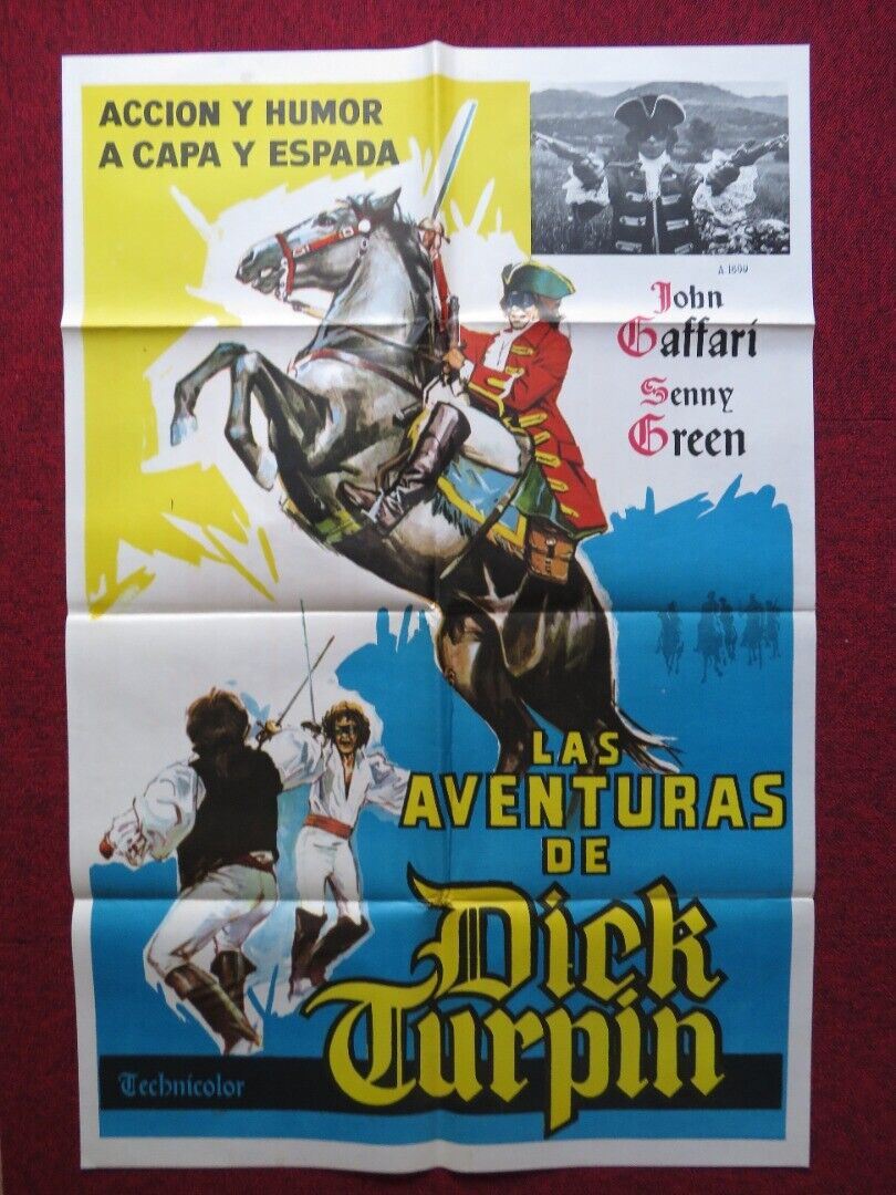 DICK TURPIN FOLDED ARGENTINA POSTER JOHN GAFFARI JENNY GREEN 1974 ...