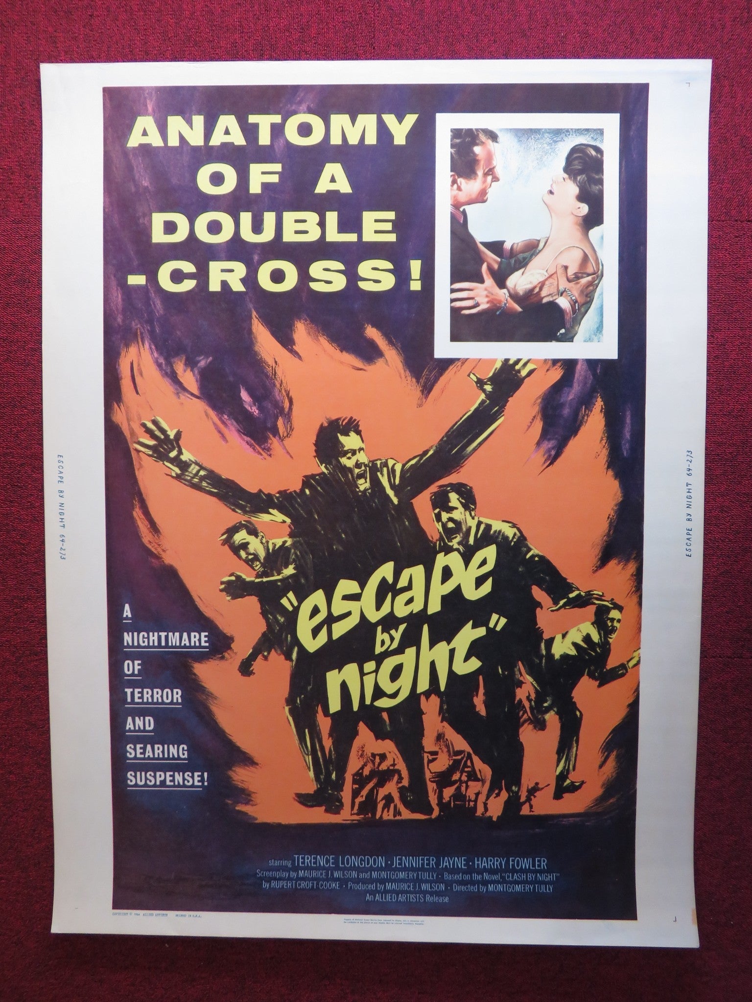 ESCAPE BY NIGHT US 30 X 40 ROLLED POSTER TERENCE LONGDON JENNIFER JAYN ...