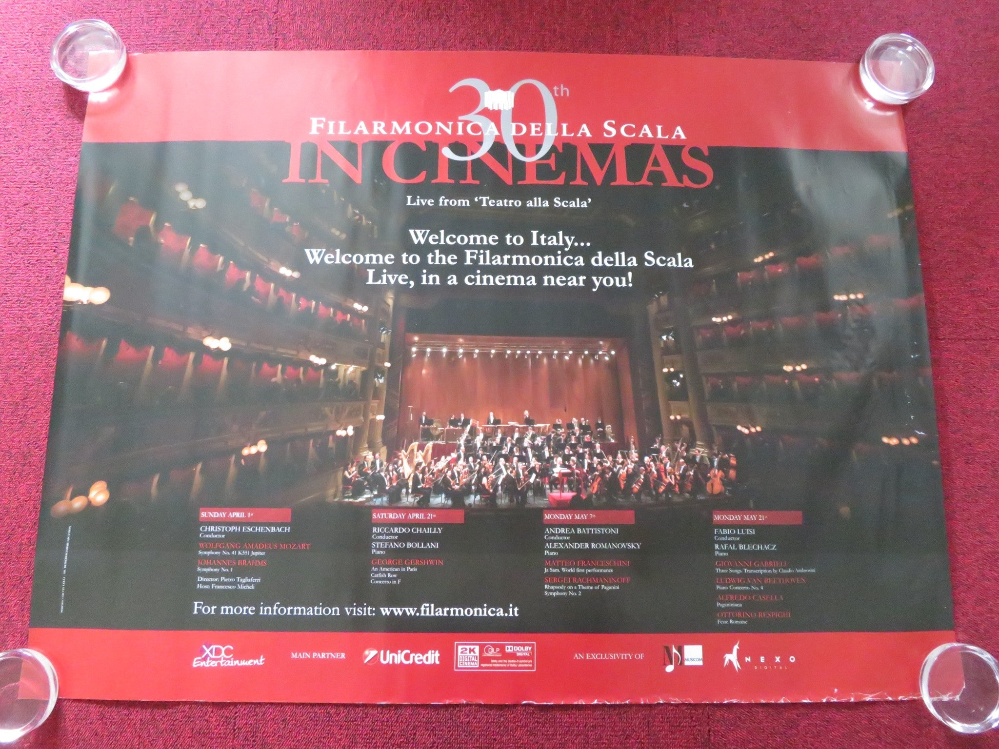 FILARMONICA DELLA SCALA IN CINEMAS 30TH ANNIVERSARY UK QUAD ROLLED POS ...