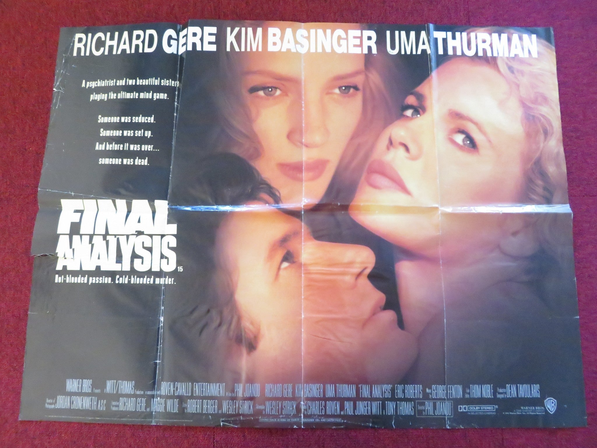 FINAL ANALYSIS UK QUAD POSTER FOLDED RICHARD GERE KIM BASINGER 1992 ...