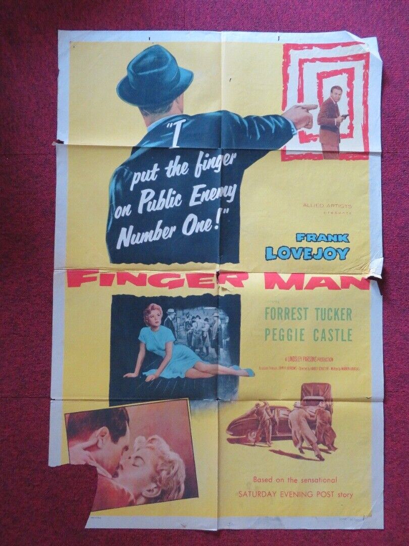 FINGER MAN FOLDED US ONE SHEET POSTER FORREST TUCKER FRANK LOVEJOY 195 ...