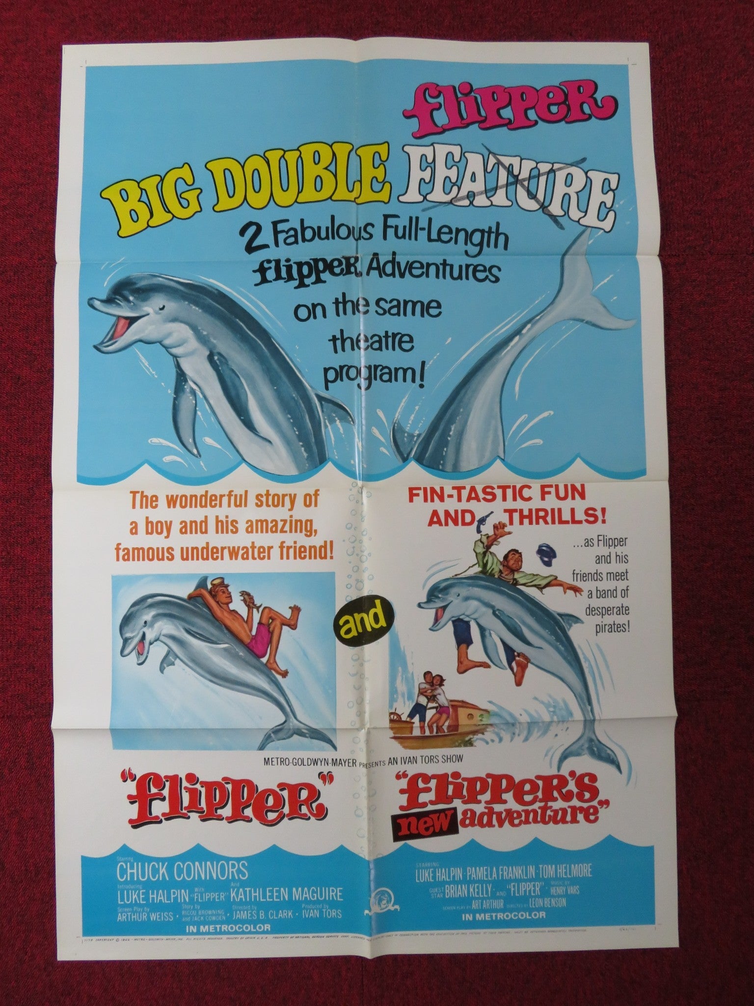 FLIPPER / FLIPPER'S NEW ADVENTURE FOLDED US ONE SHEET POSTER CHUCK CON ...