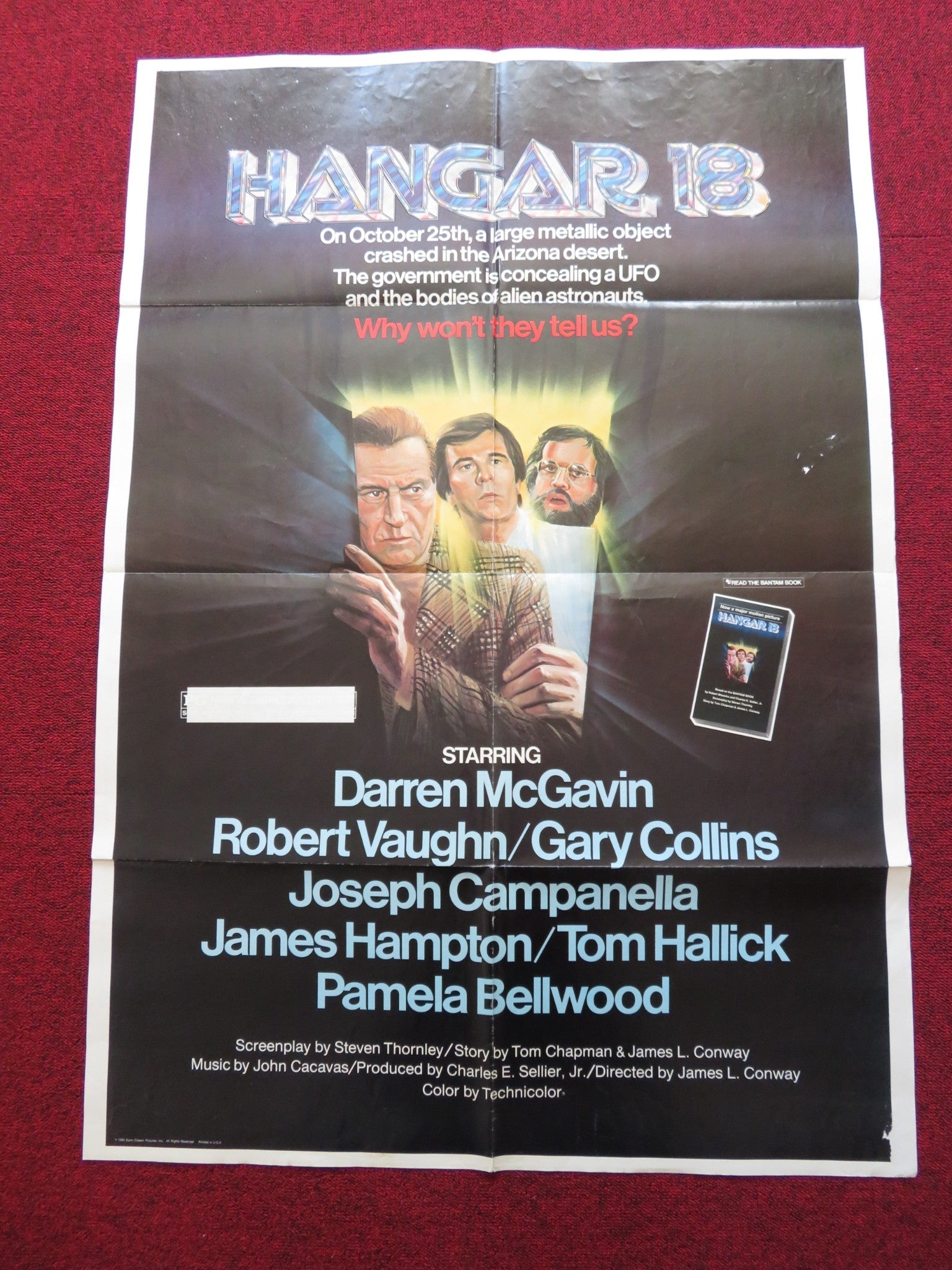 HANGAR 18 FOLDED US ONE SHEET POSTER DARREN MCGAVIN ROBERT VAUGHN 1980 ...