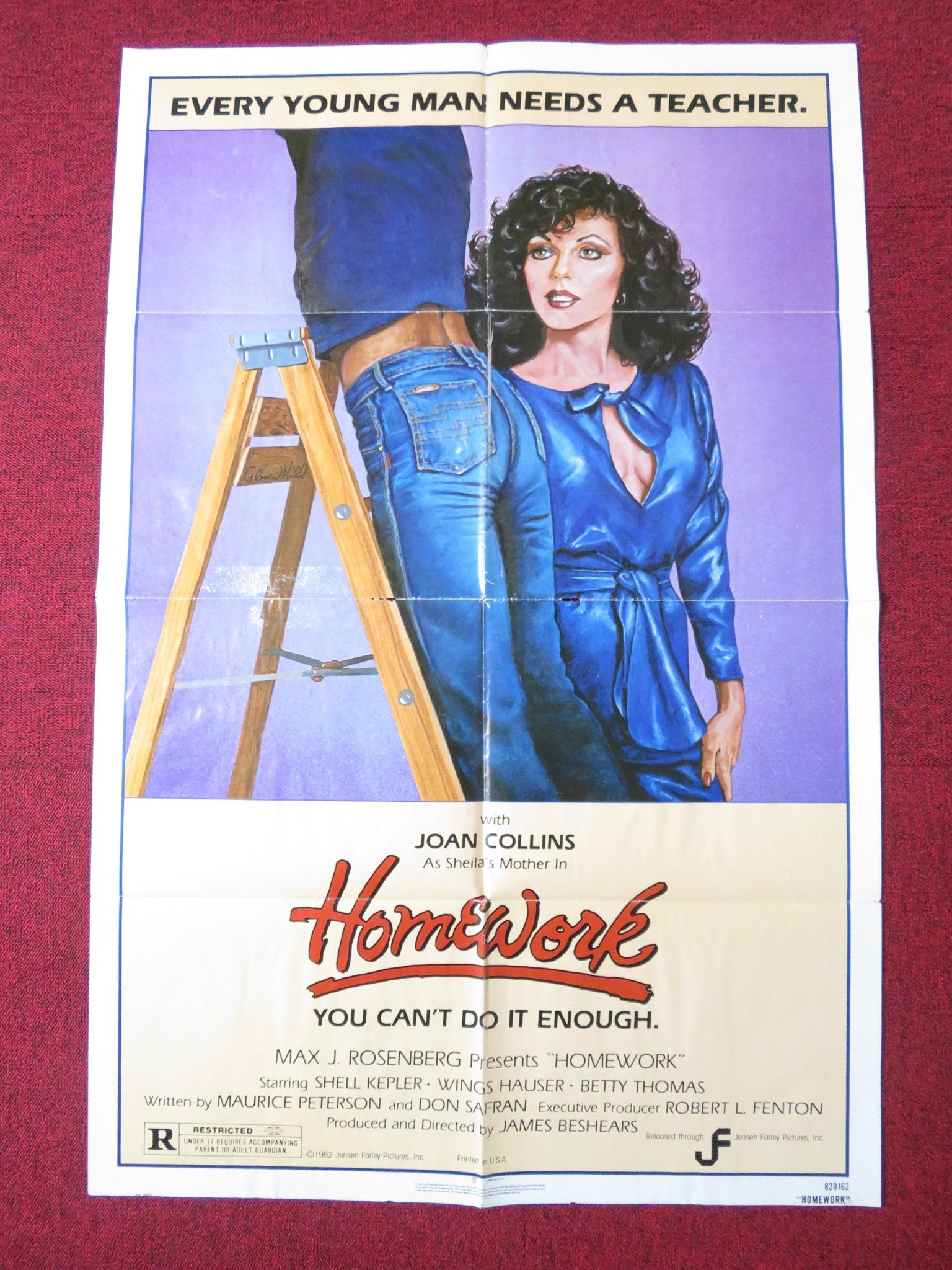 HOMEWORK FOLDED US ONE SHEET POSTER JOAN COLLINS MICHAEL MORGAN 1982 ...