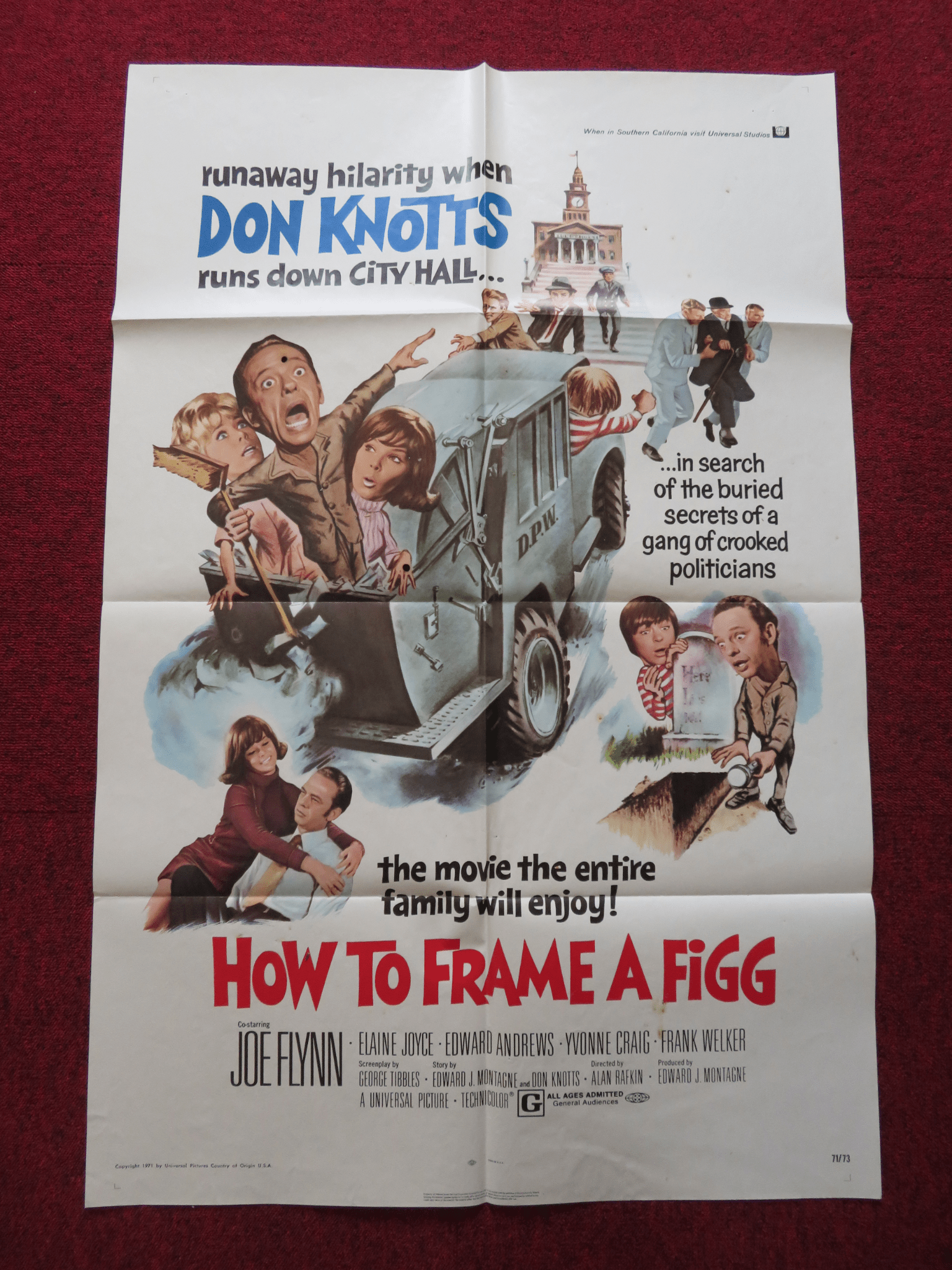 HOW TO FRAME A FIGG FOLDED US ONE SHEET POSTER DON KNOTTS JOE FLYNN 19 ...