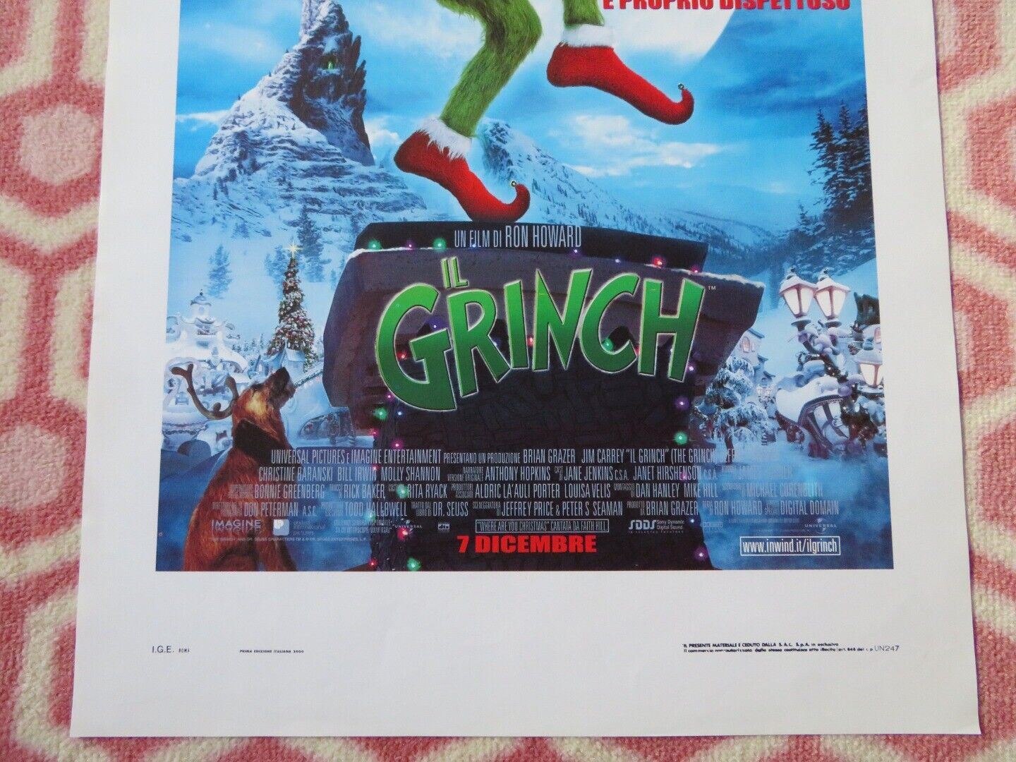 IL GRINCH ITALIAN LOCANDINA (27.5"x13") POSTER JIM CARREY 2000 ...