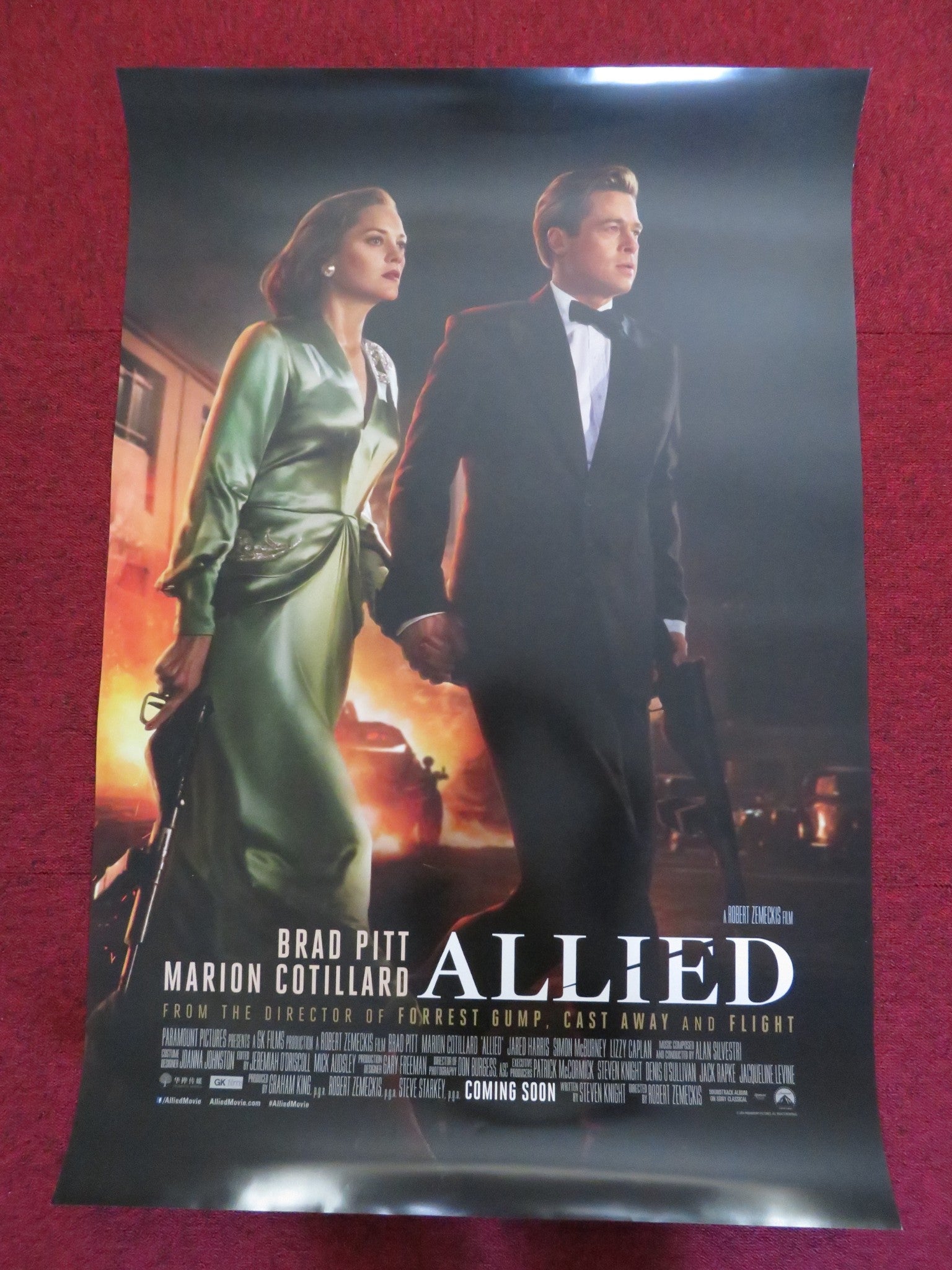 ALLIED US ONE SHEET ROLLED POSTER BRAD PITT MARION COTILLARD 2016 ...