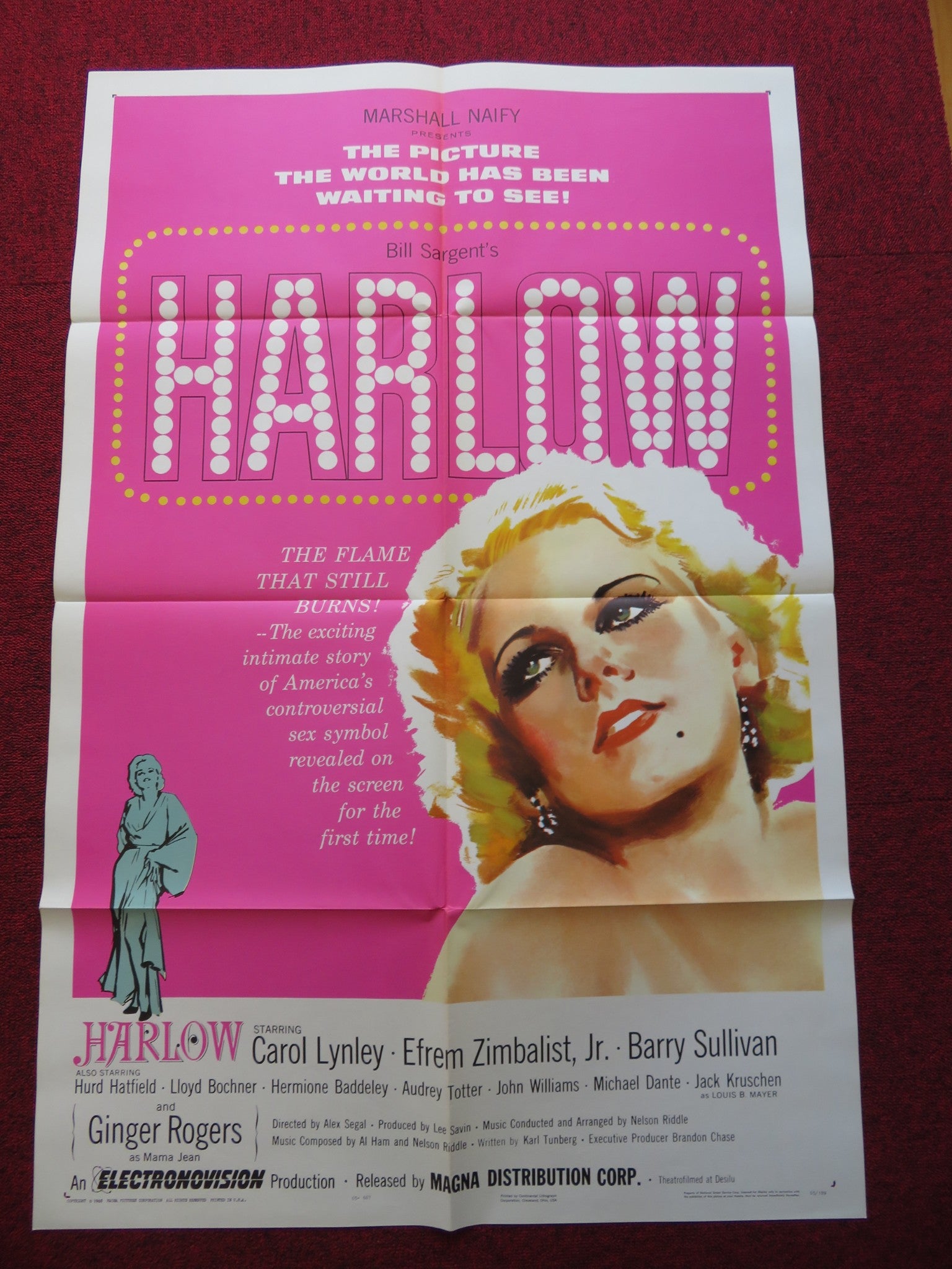 HARLOW FOLDED US ONE SHEET POSTER GINGER ROGERS CAROL LYNLEY 1965 ...