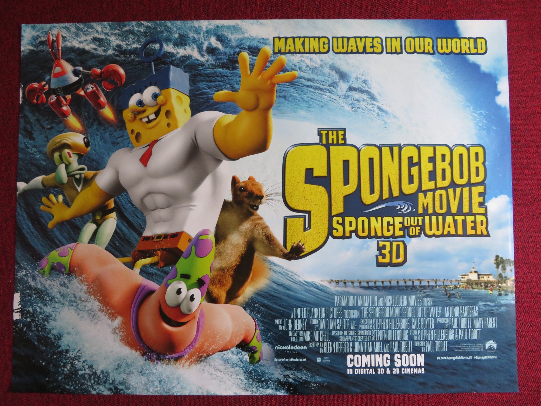 THE SPONGEBOB MOVIE SPONGE OUT IF WATER 3D UK QUAD (30"x 40") ROLLED P ...