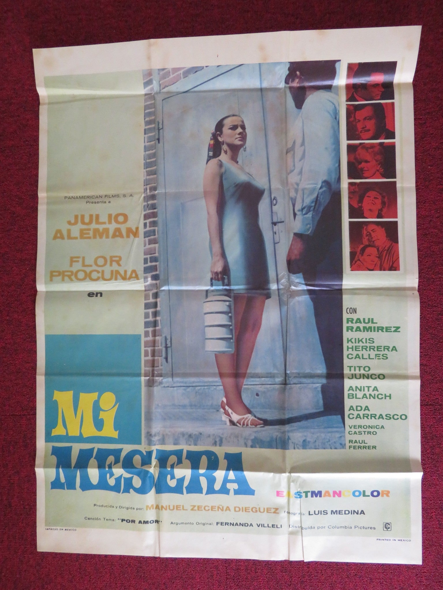 MI MESERA FOLDED MEXICAN POSTER JULIO ALEMAN FLOR PROCUNA 1973 ...