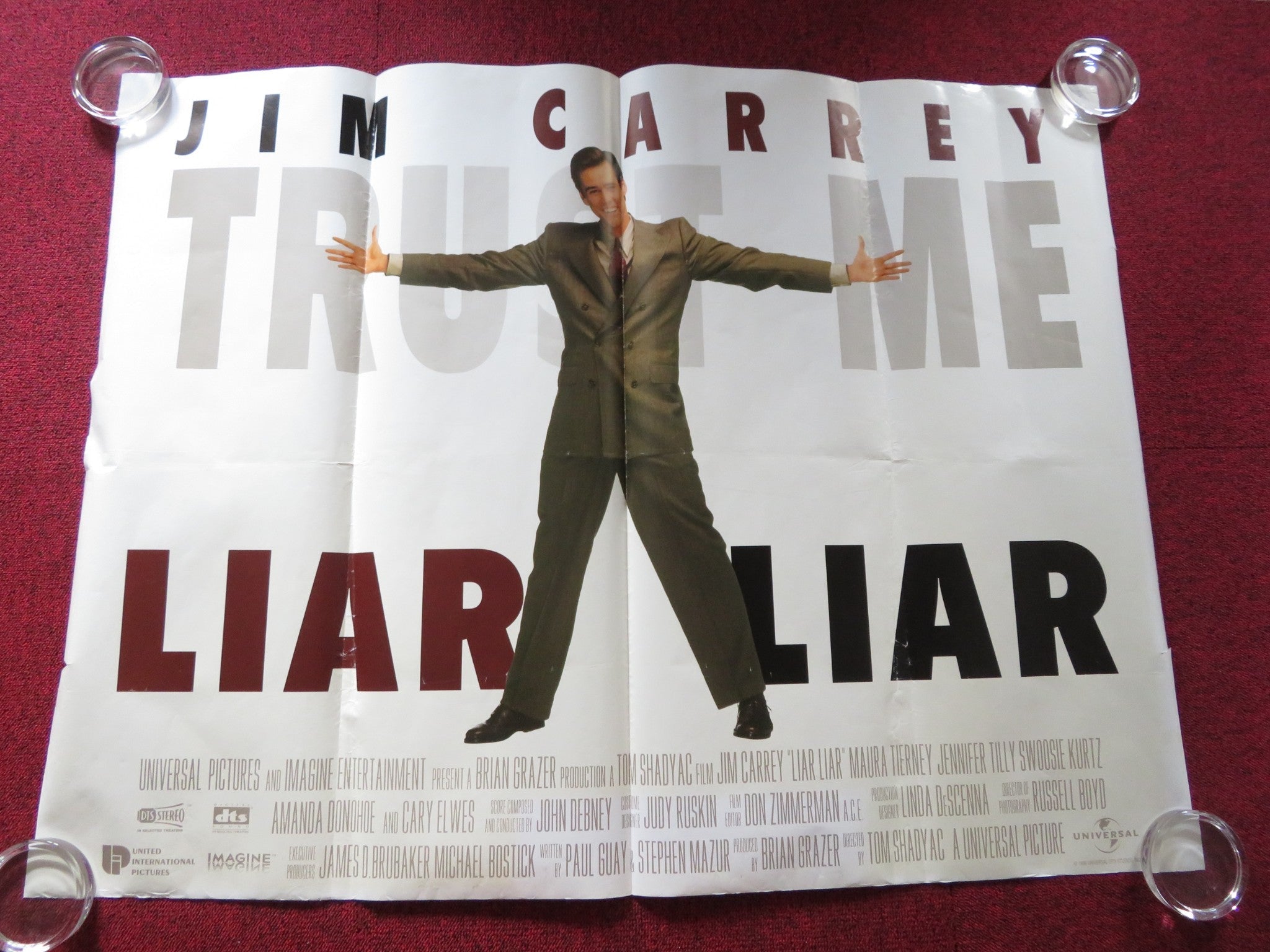 LIAR LIAR UK QUAD ROLLED POSTER JIM CARREY MAURA TIERNEY 1997 ...
