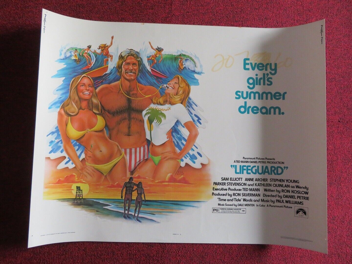 LIFEGUARD US HALF SHEET (22"x 28") POSTER SAM ELLIOTT ANNE ARCHER 1976 ...