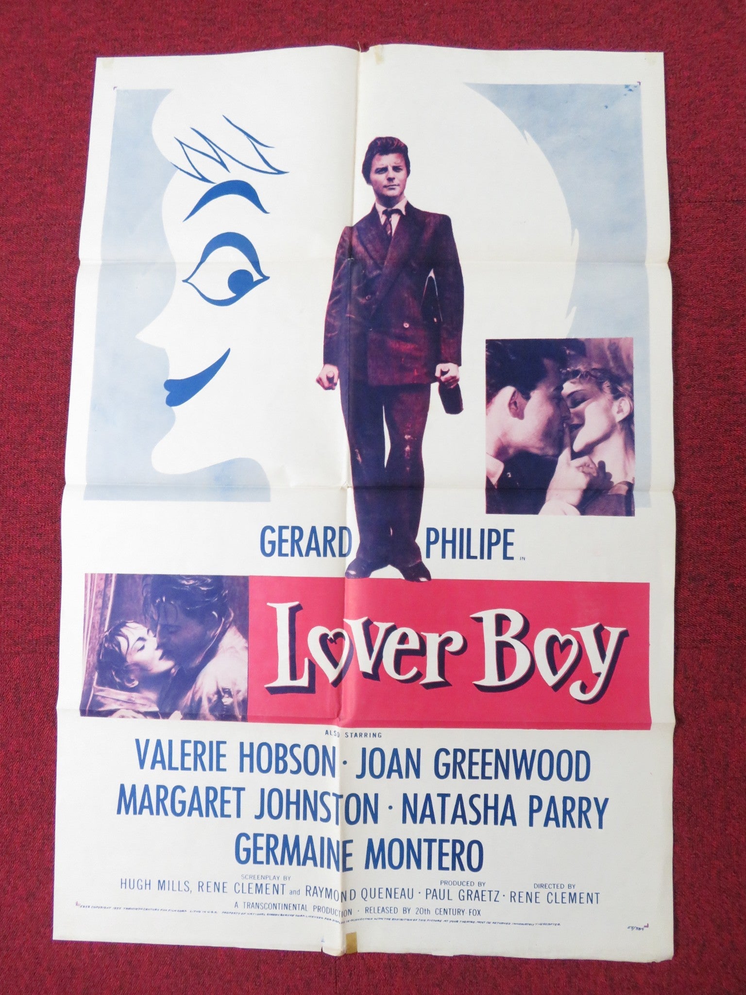 LOVER BOY / KNAVE OF HEARTS FOLDED US ONE SHEET POSTER GERARD PHILIPE ...