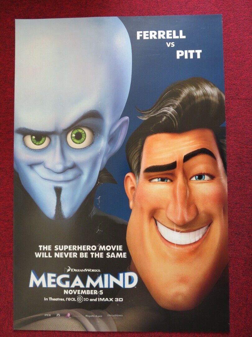 MEGAMIND US ONE SHEET ROLLED POSTER WILL FERRELL BRAD PITT 2010 ...