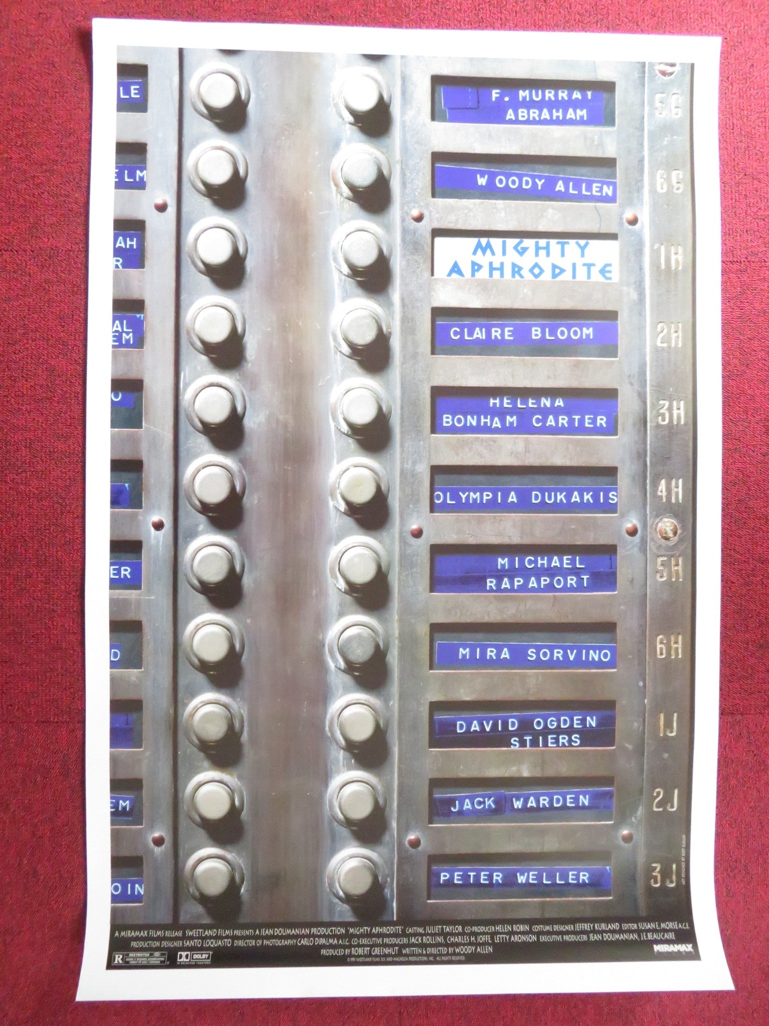MIGHTY APHRODITE US ONE SHEET ROLLED POSTER WOODY ALLEN HELENA B. CART ...