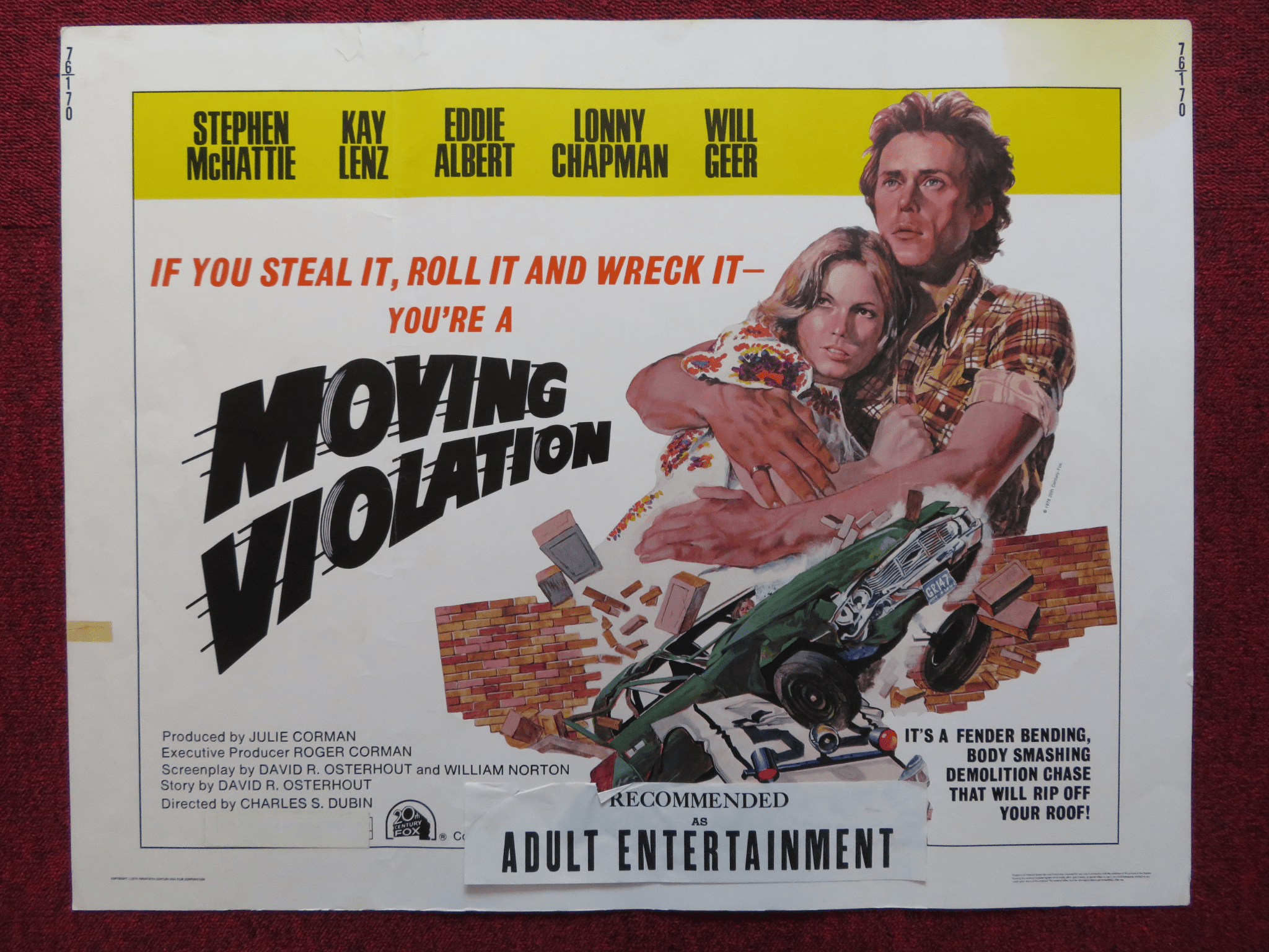 MOVING VIOLATION US HALF SHEET (22"x 28") POSTER STEPHEN MCHATTIE KAY ...