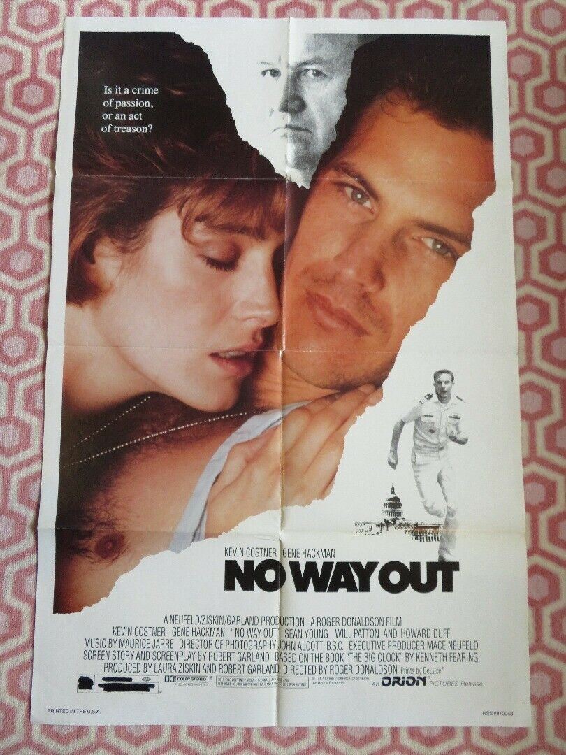 NO WAY OUT US ONE SHEET POSTER KEVIN COSTNER GENE HACKMAN 1987 ...