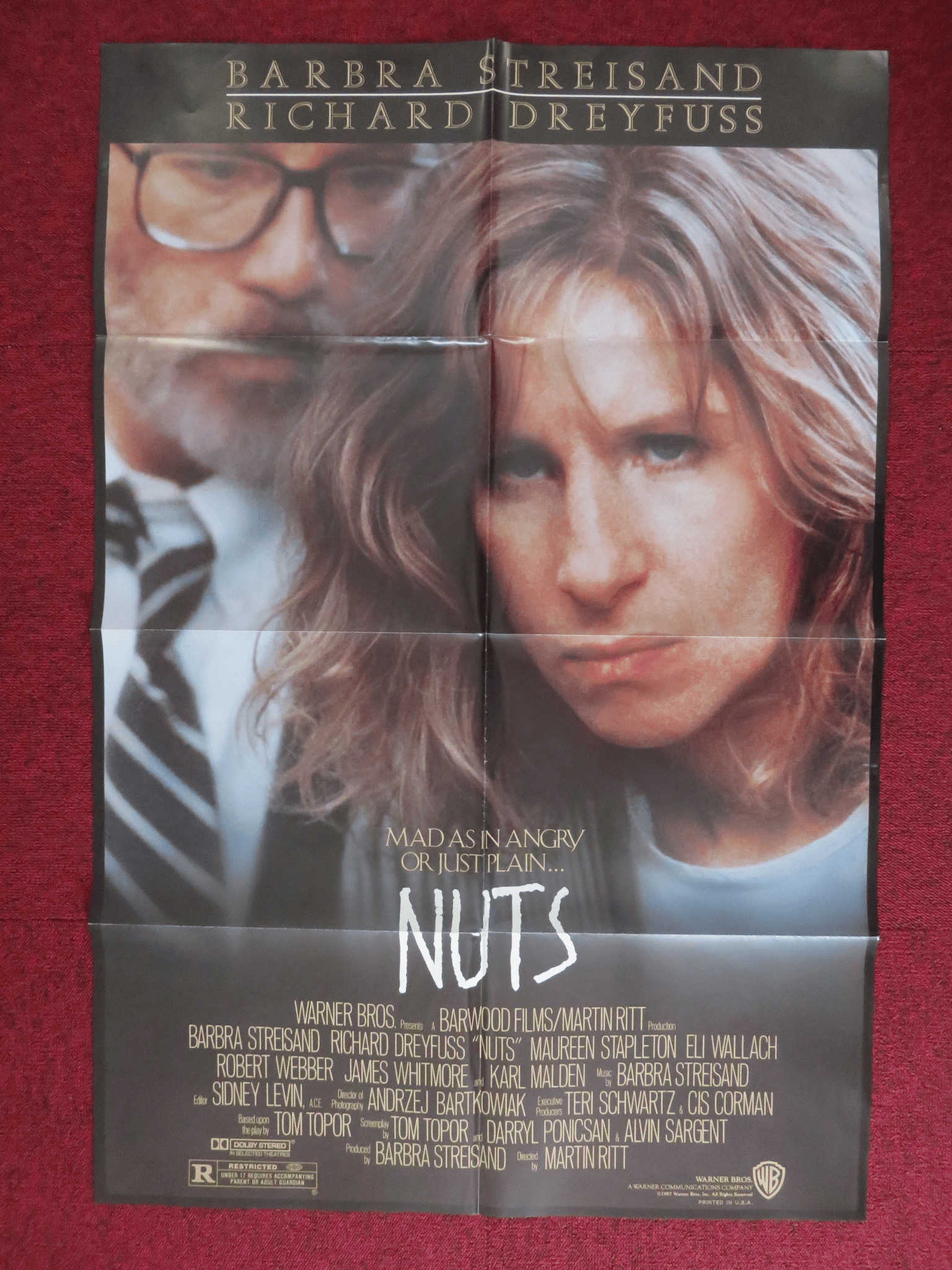 NUTS FOLDED US ONE SHEET POSTER BARBRA STREISAND RICHARD DREYFUSS 1987 ...
