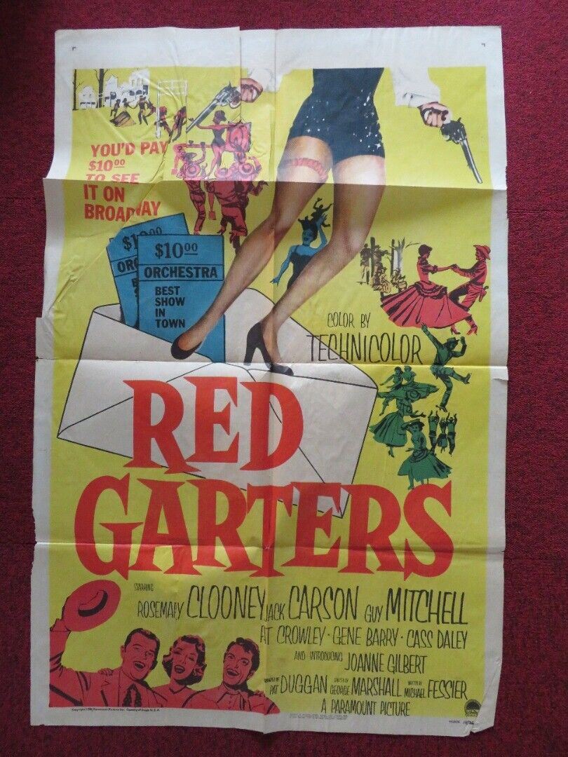 RED GARTERS FOLDED US ONE SHEET POSTER ROSEMARY CLOONEY JACK CARSON 19 ...