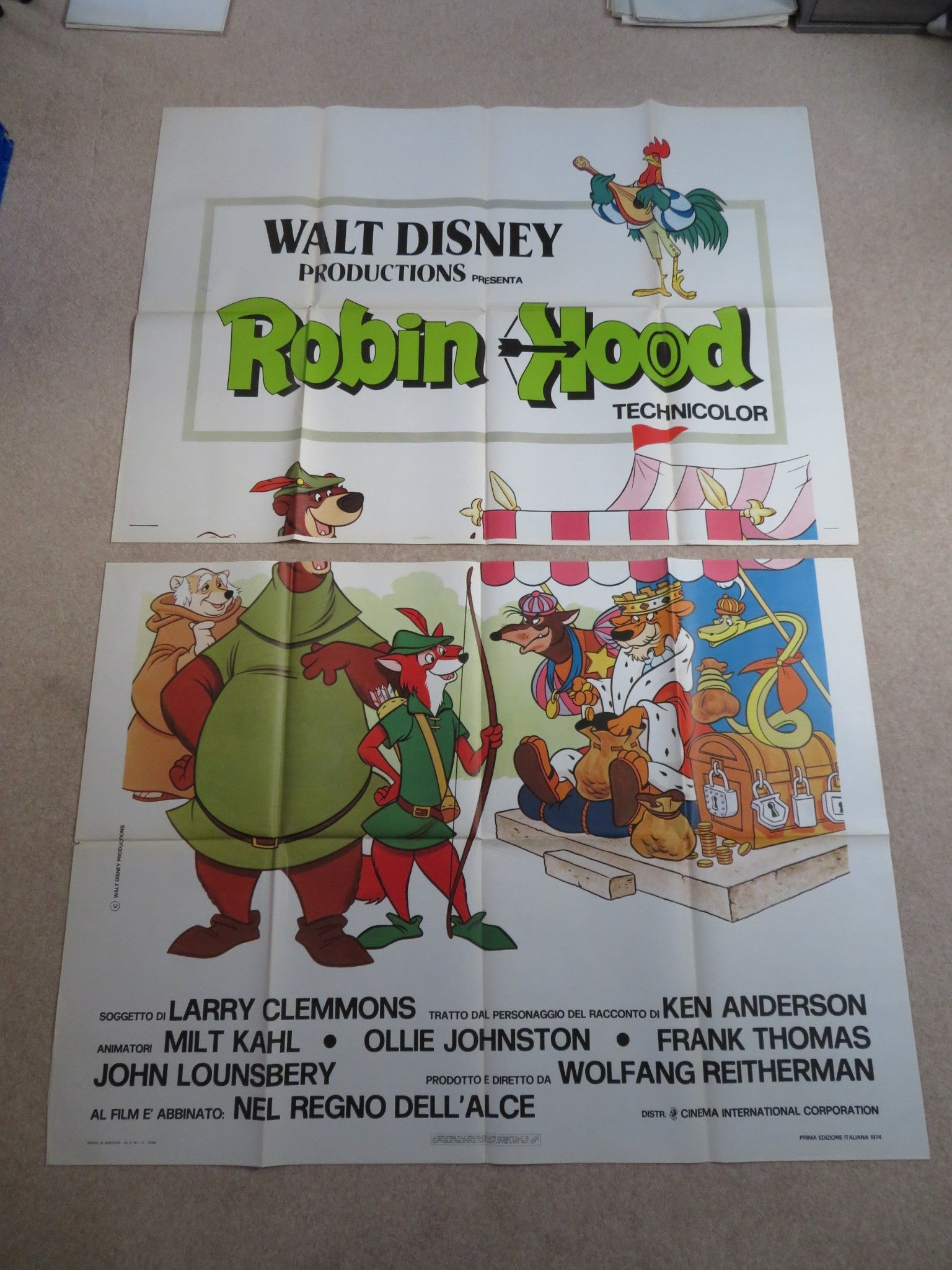 ROBIN HOOD ITALIAN 4 FOGLIO POSTER DISNEY PETER USTINOV TERRY THOMAS 1 ...