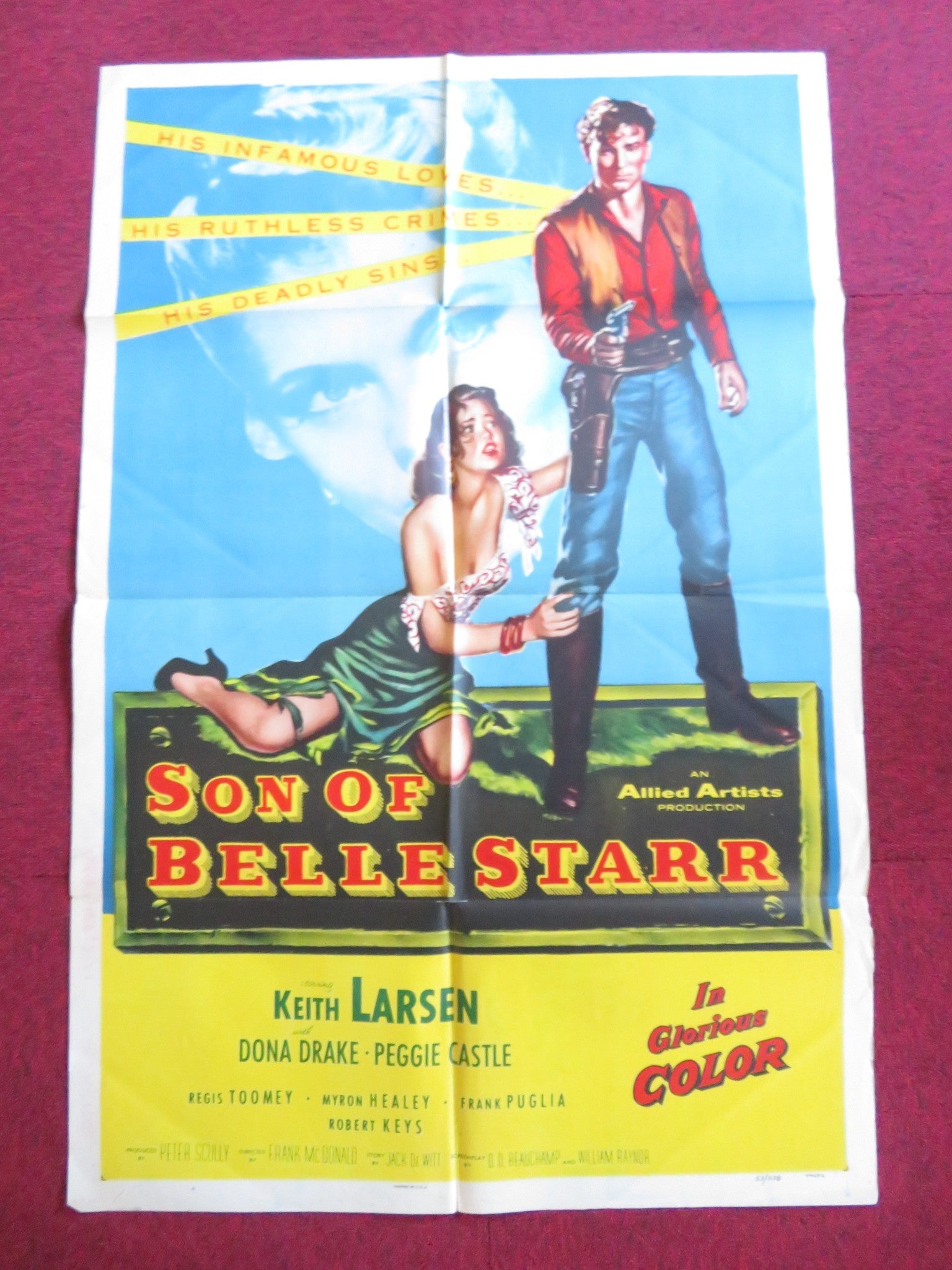 SON OF BELLE STARR FOLDED US ONE SHEET POSTER KEITH LARSEN DONA DRAKE ...
