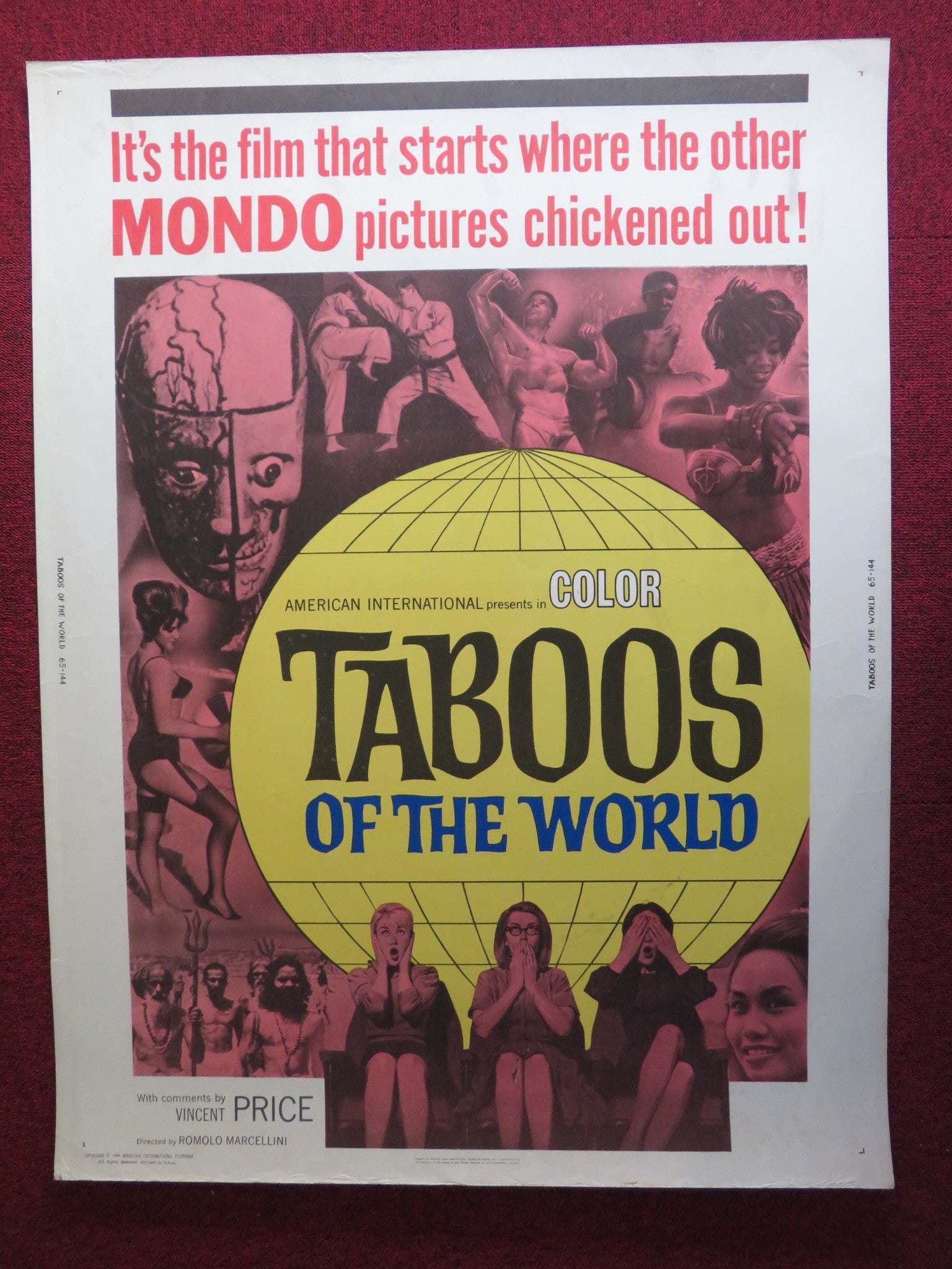 TABOOS OF THE WORLD US 30 X 40 ROLLED POSTER MONDO VINCENT PRICE 1963 ...