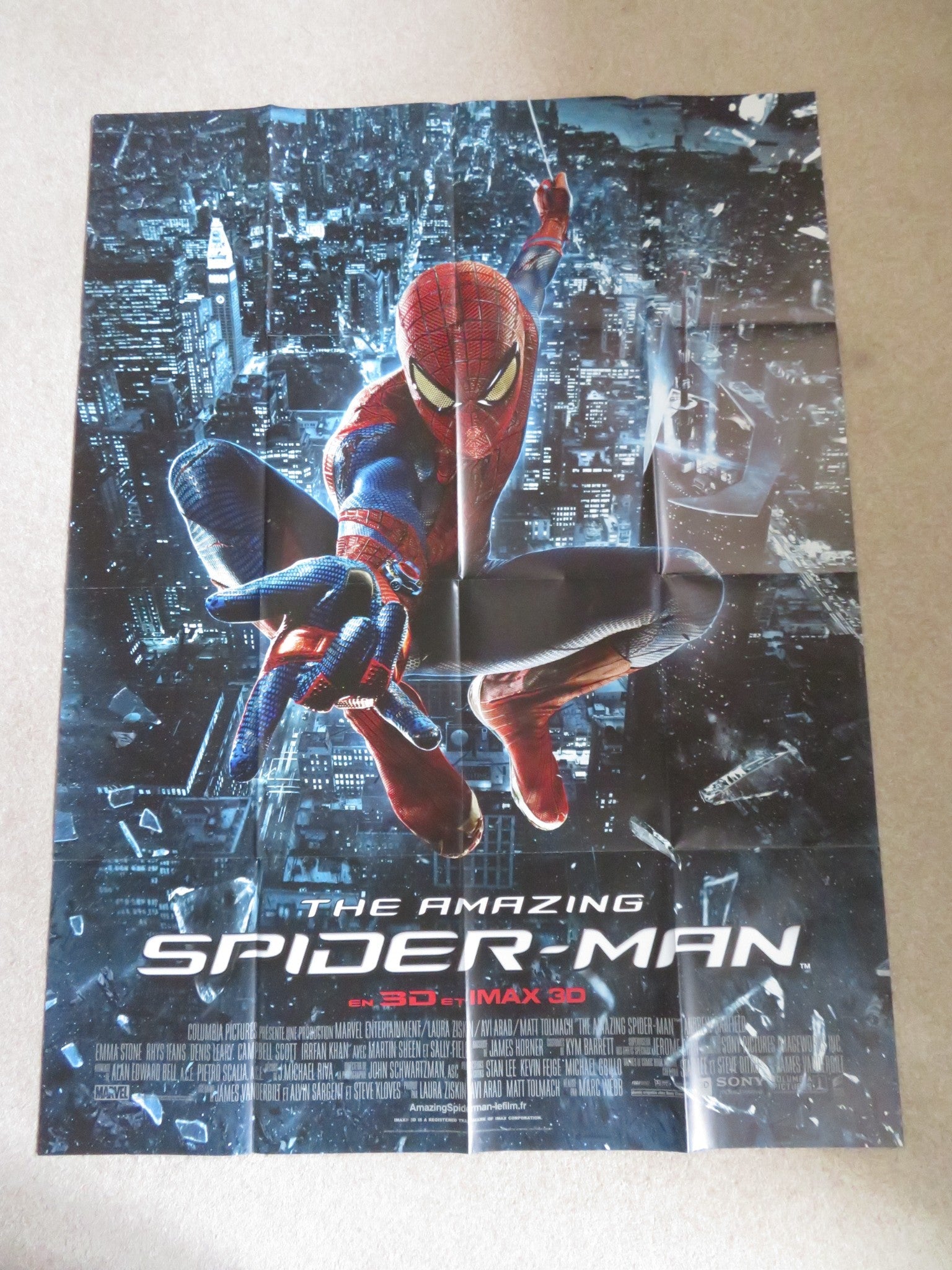 THE AMAZING SPIDER-MAN FRENCH GRANDE POSTER ANDREW GARFIELD EMMA STONE ...