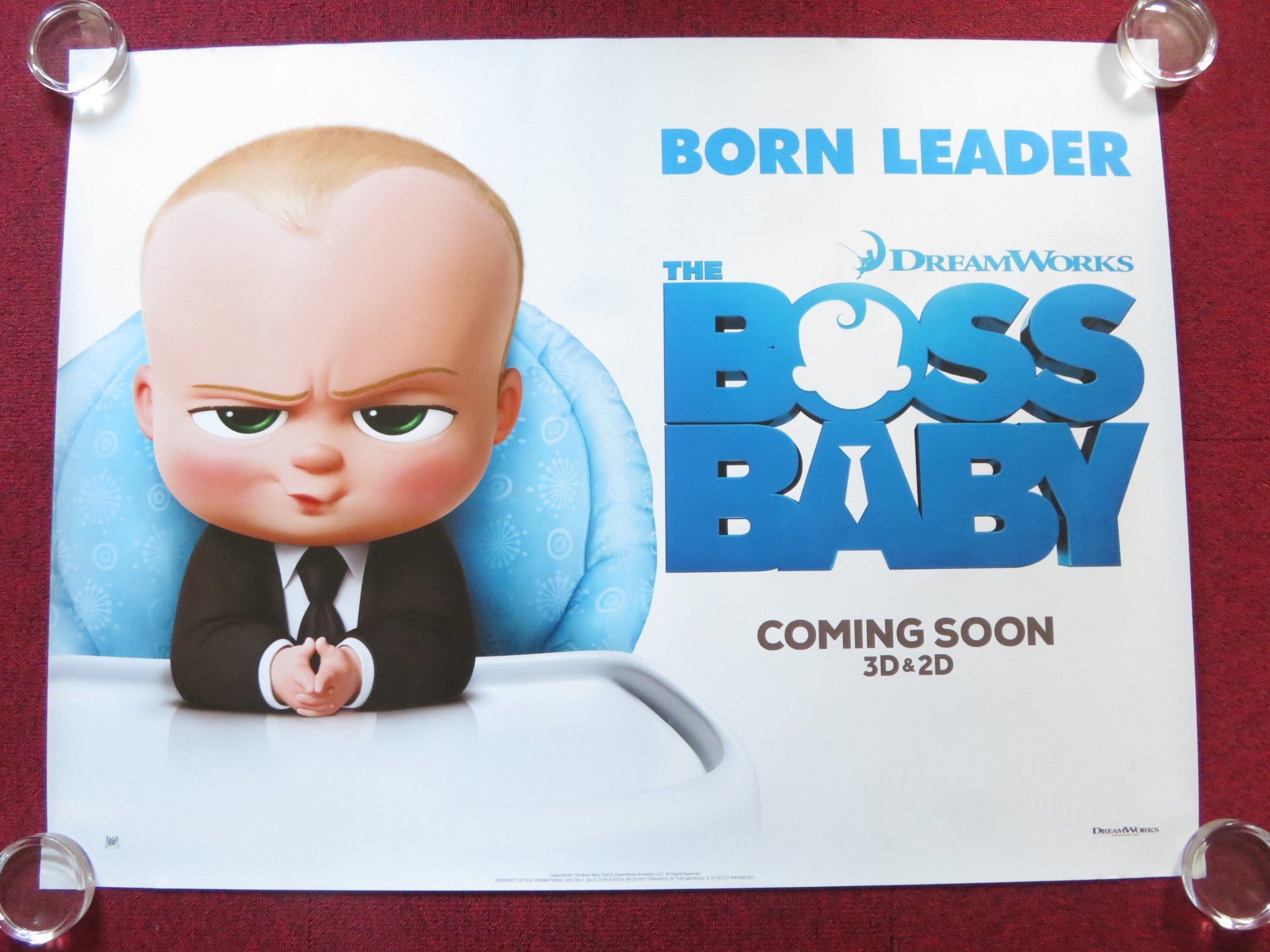 THE BOSS BABY UK QUAD (30"x 40") ROLLED POSTER ALEC BALDWIN STEVE BUSC ...