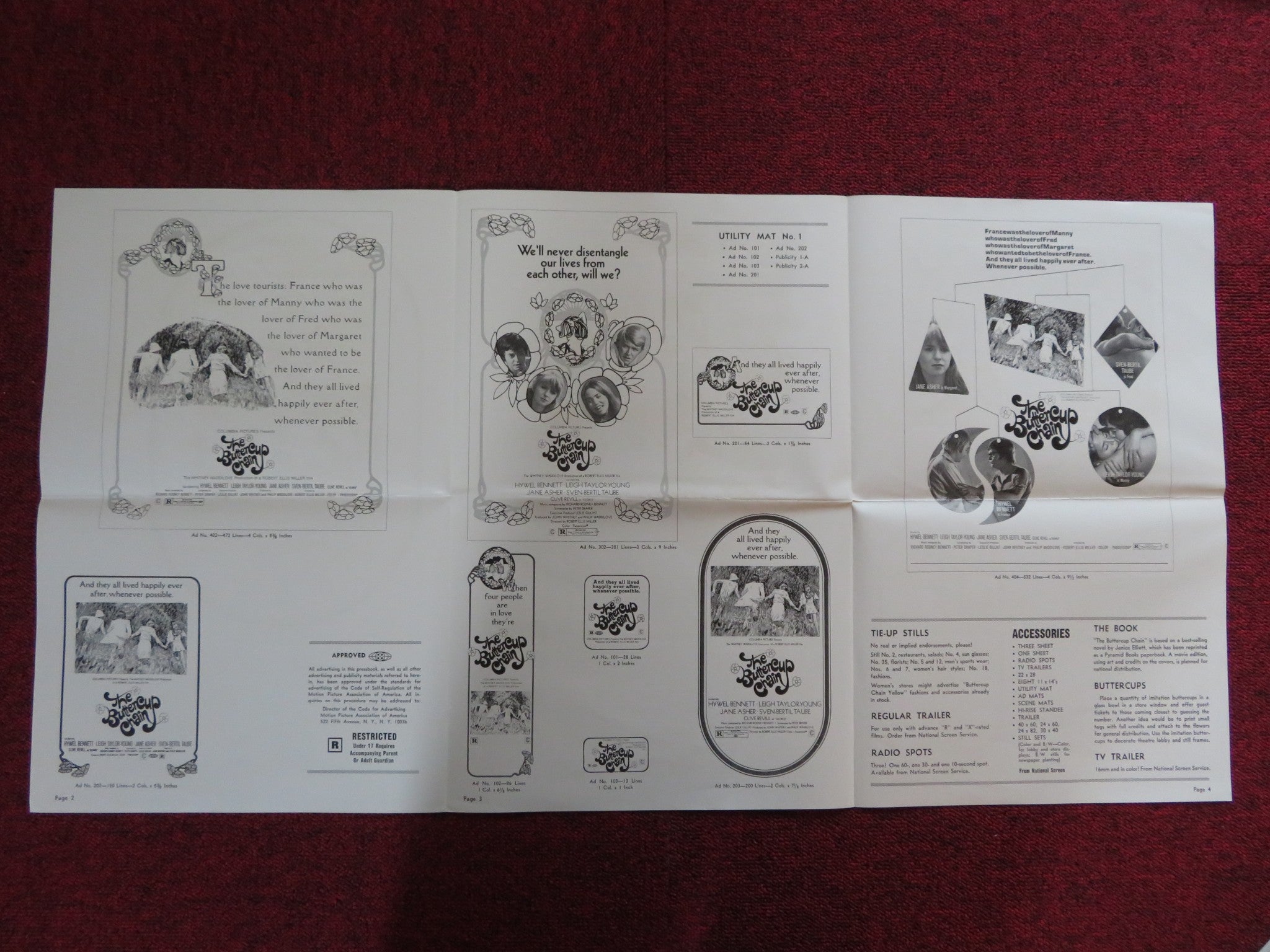 THE BUTTERCUP CHAIN UNCUT COLUMBIA PICTURES FOLDED PRESS BOOK TAYLOR-Y ...
