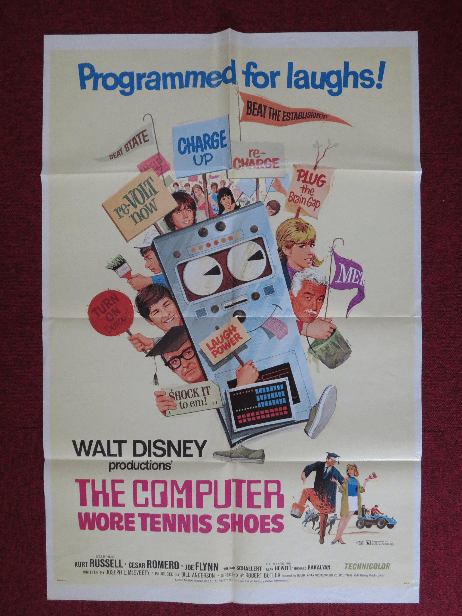 THE COMPUTER WORE TENNIS SHOES FOLDED US ONE SHEET POSTER DISNEY K. RU ...
