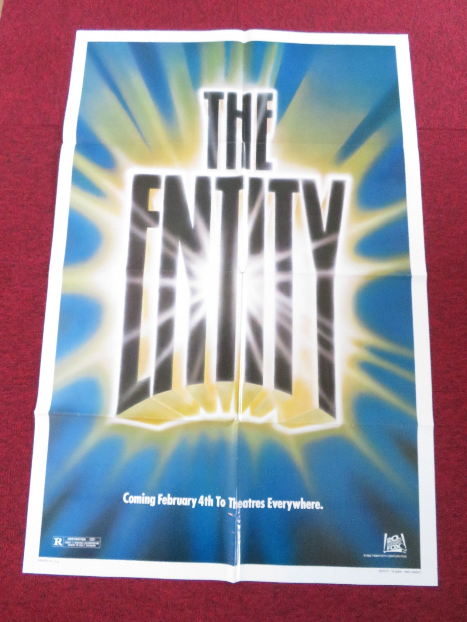 THE ENTITY - TEASER FOLDED US ONE SHEET POSTER BARBARA HERSHEY RON SIL ...