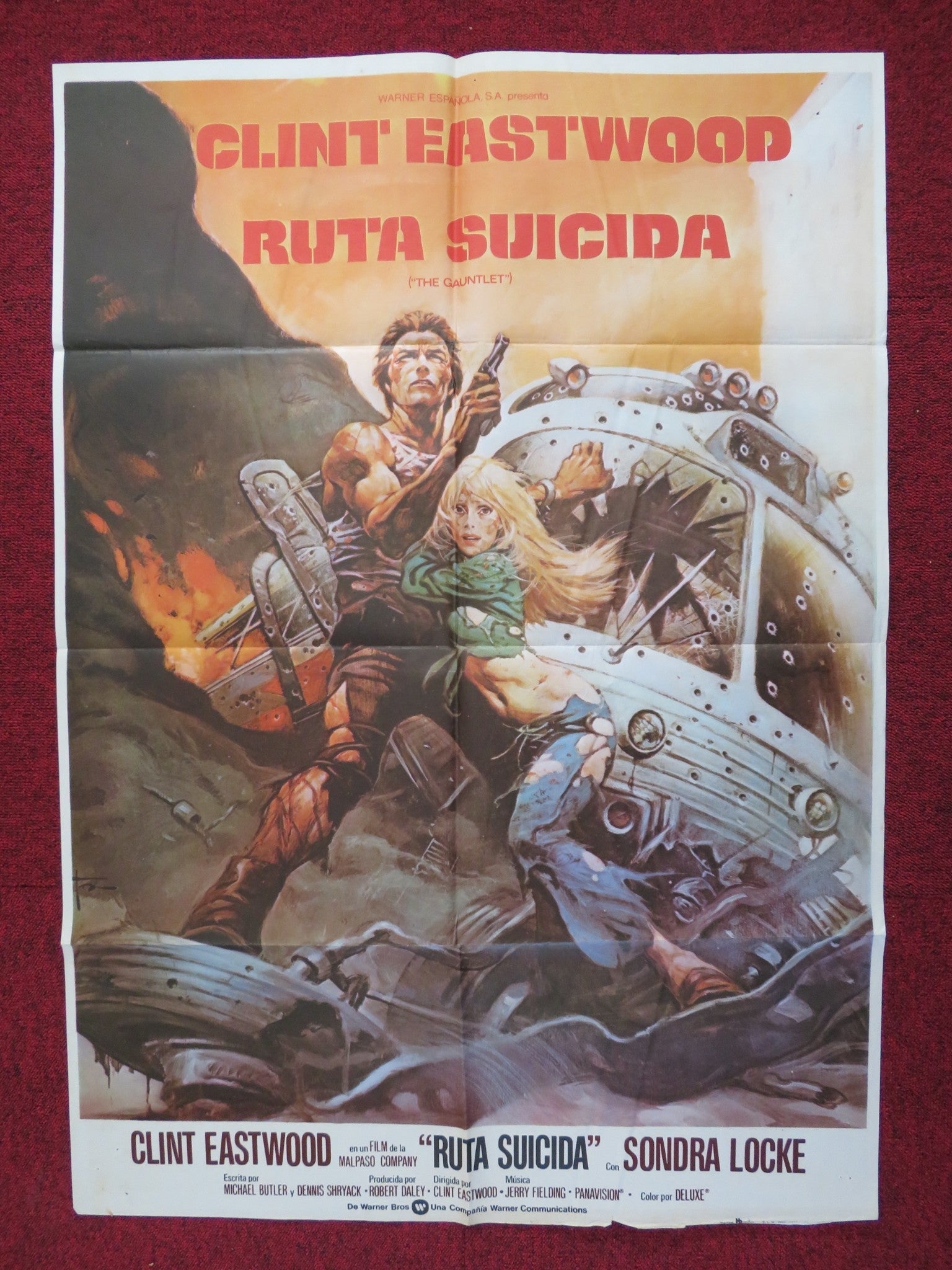 THE GAUNTLET FOLDED SPANISH POSTER CLINT EASTWOOD SANDRA LOCKE 1977 ...
