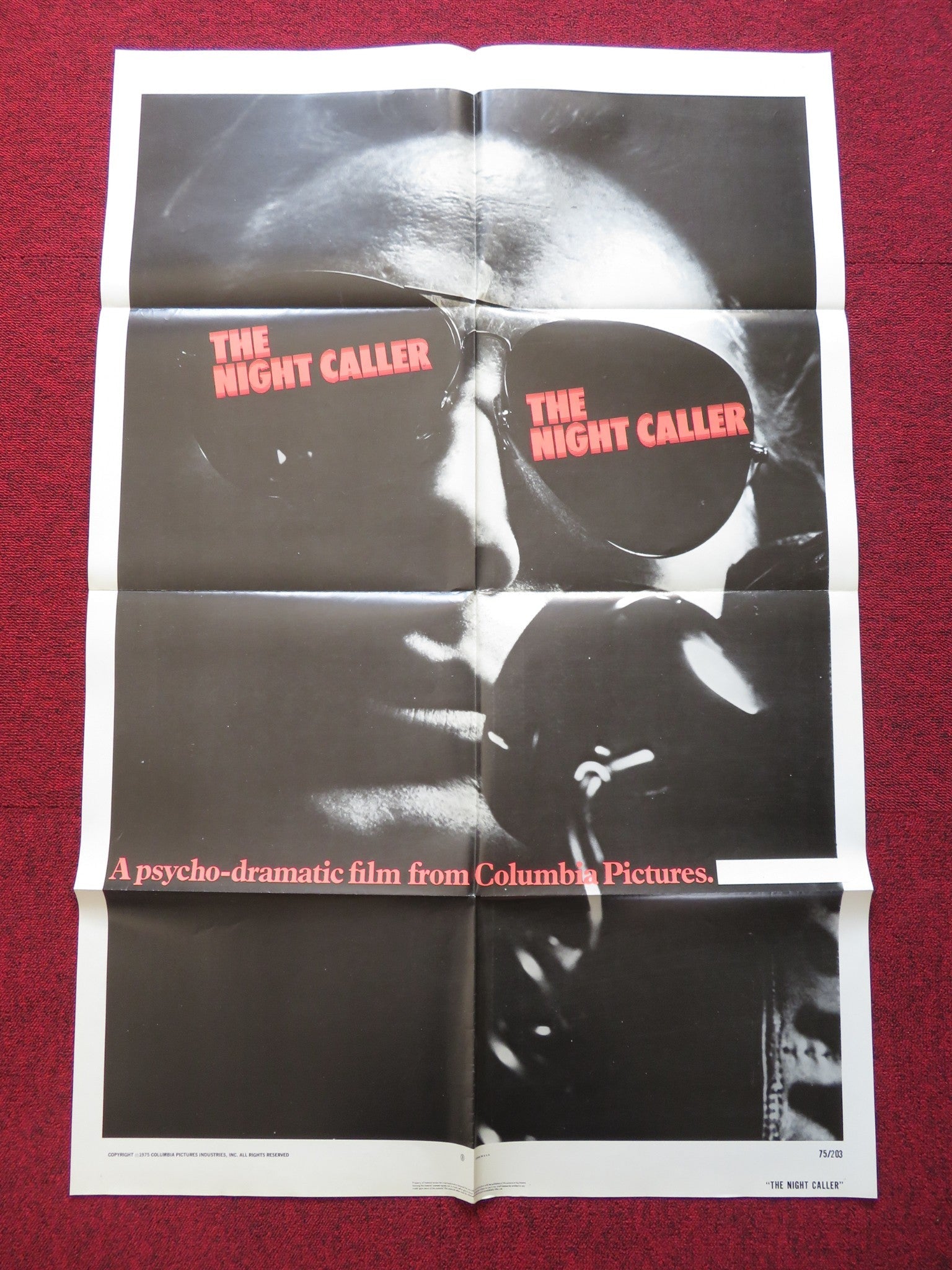 THE NIGHT CALLER FOLDED US ONE SHEET POSTER JEAN-PAUL BELMONDO C. DENN ...