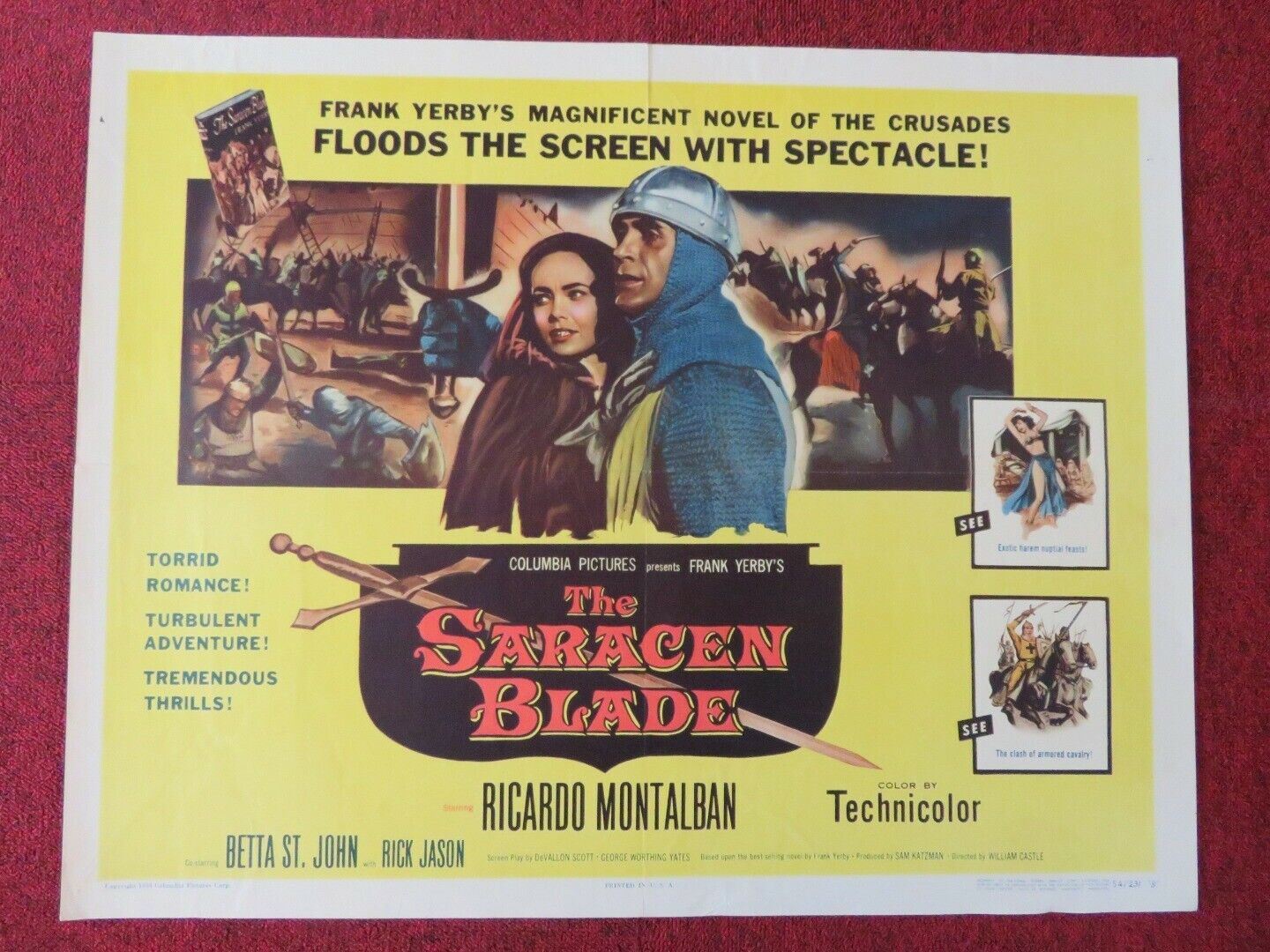 THE SARACEN BLADE US HALF SHEET (22"x 28") POSTER RICARDO MONTALBAN ...