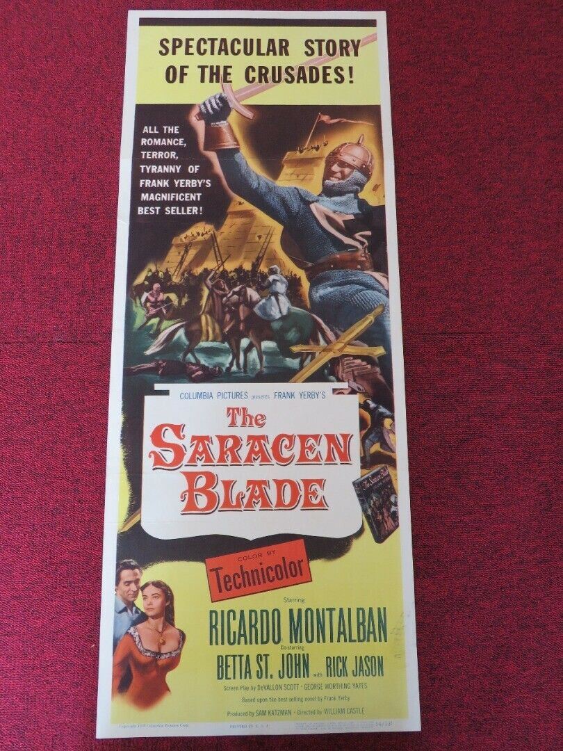 THE SARACEN BLADE US INSERT (14"x 36") POSTER RICADO MONTALBAN 1954 ...