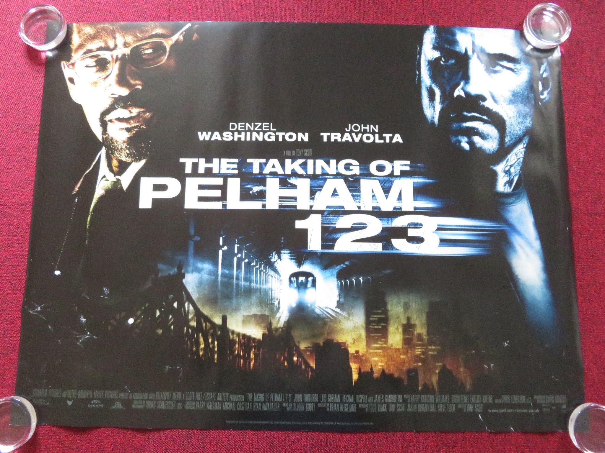 THE TAKING OF PELHAM 123 UK QUAD (30"x 40") ROLLED POSTER DENZEL WASHI ...