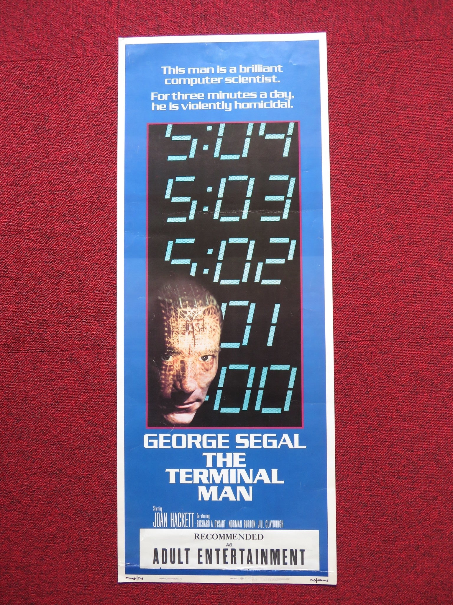 THE TERMINAL MAN US INSERT (14"x 36") POSTER GEORGE SEGAL JOAN HACKETT ...