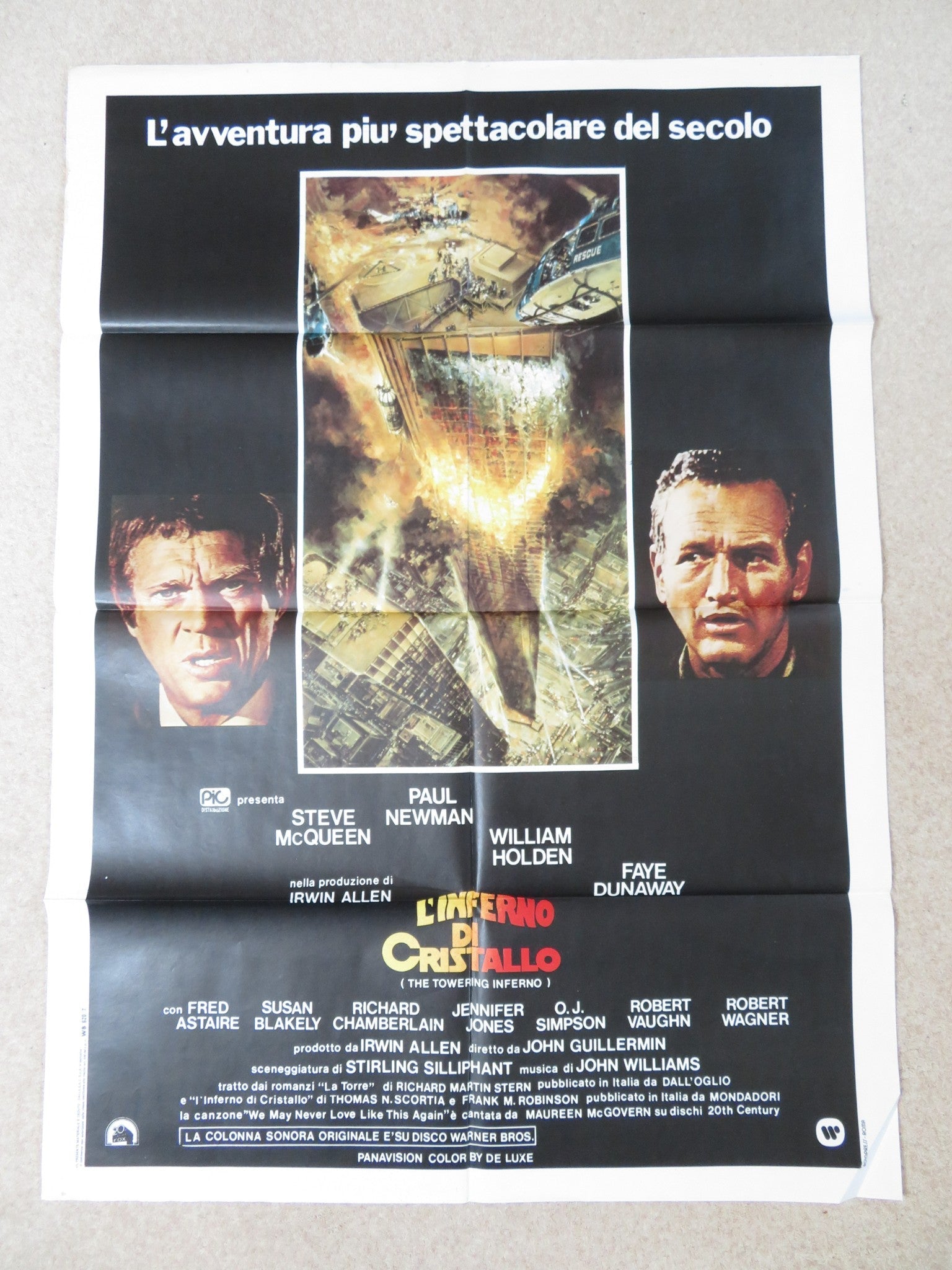THE TOWERING INFERNO ITALIAN 2 FOGLIO POSTER STEVE MCQUEEN PAUL NEWMAN ...