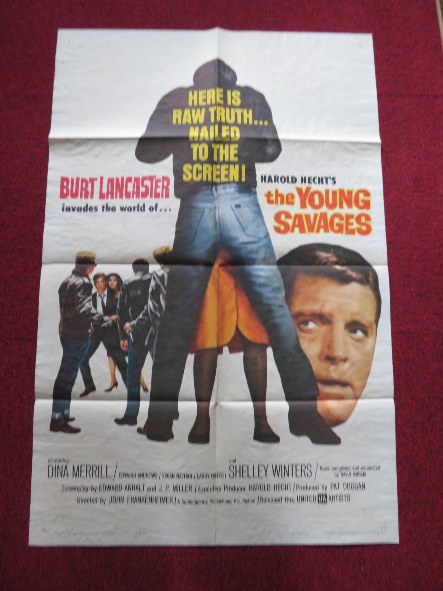 The Young Savages Folded Us One Sheet Poster Burt Lancaster 1961
