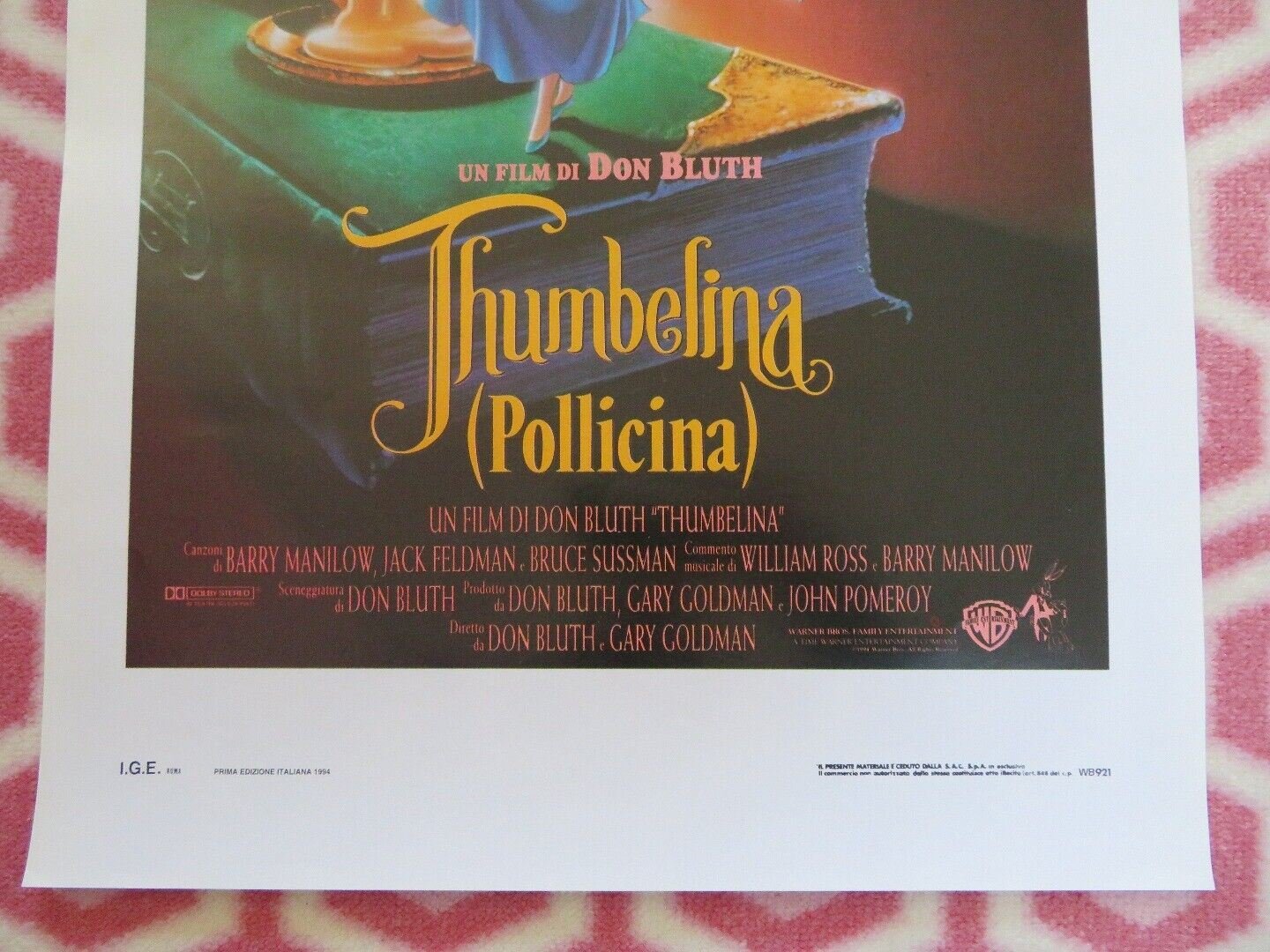 THUMBELINA ITALIAN LOCANDINA (27" x 13") POSTER HANS CHRISTIAN ANDERSO ...